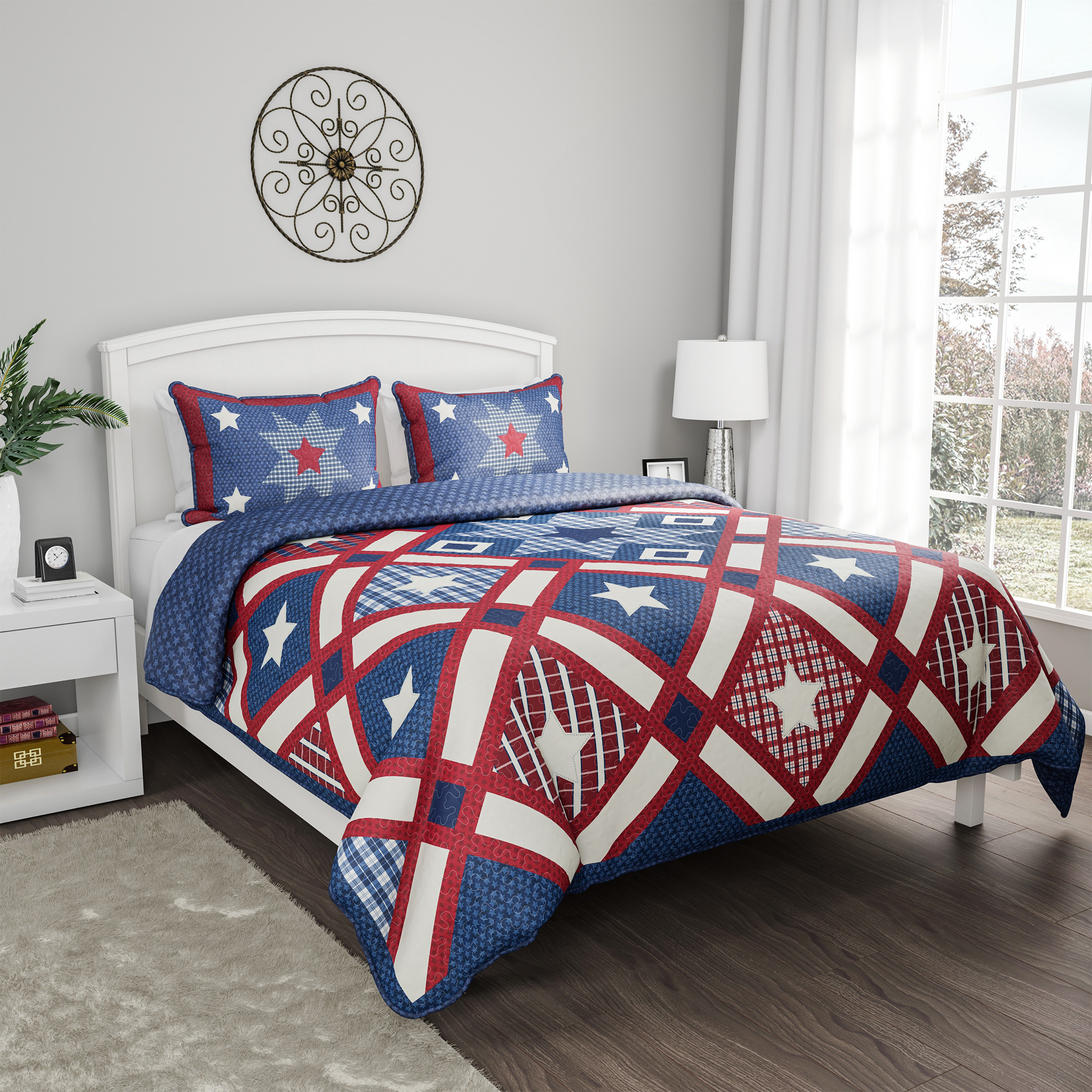 Plymouth Home Americana Reversible Quilt Set Hypoallergenic Microfiber ...