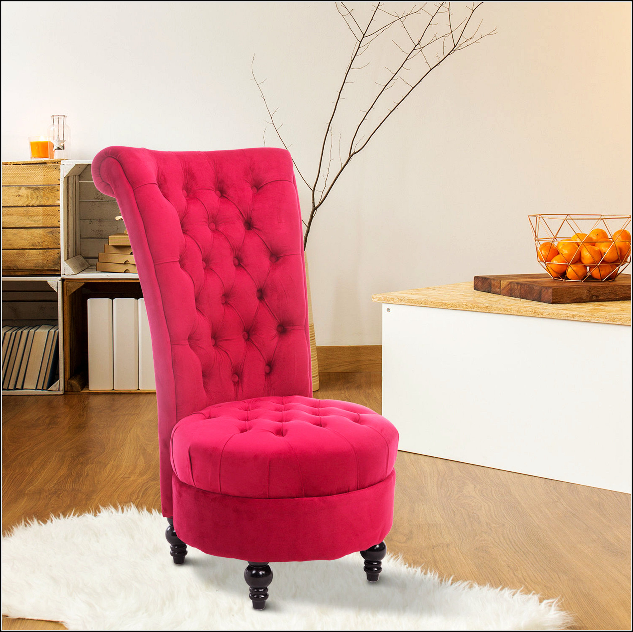 Alcott Hill® High Back Accent Chair, Upholstered Armless Chair, Retro ...