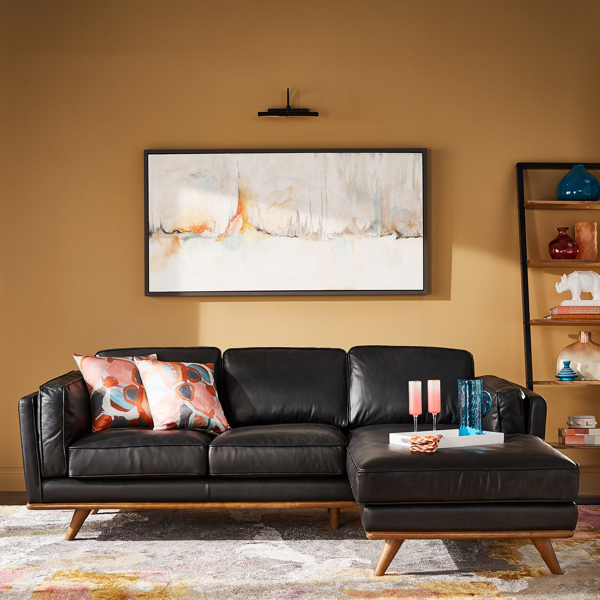 Kingstown Home Ugo 59" Wide Genuine Leather Right Hand Facing Sofa ...