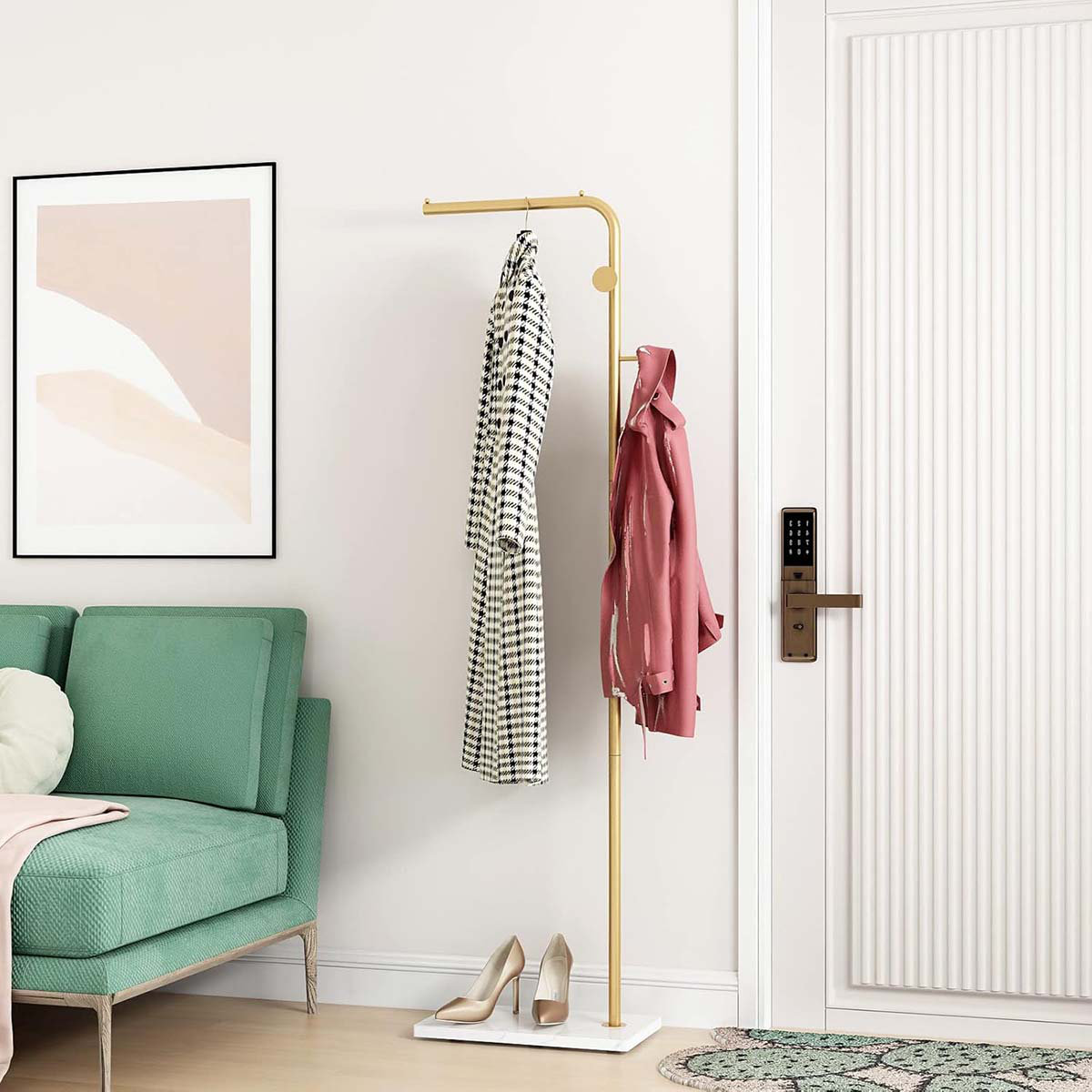 Ivy Bronx Modern Gold Coat Racks Freestanding Hall Coat Tree,Hat Racks ...