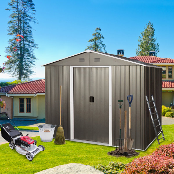Wovilo Outdoor Metal Storage Shed. Galvanized Iron Frame For Stability ...