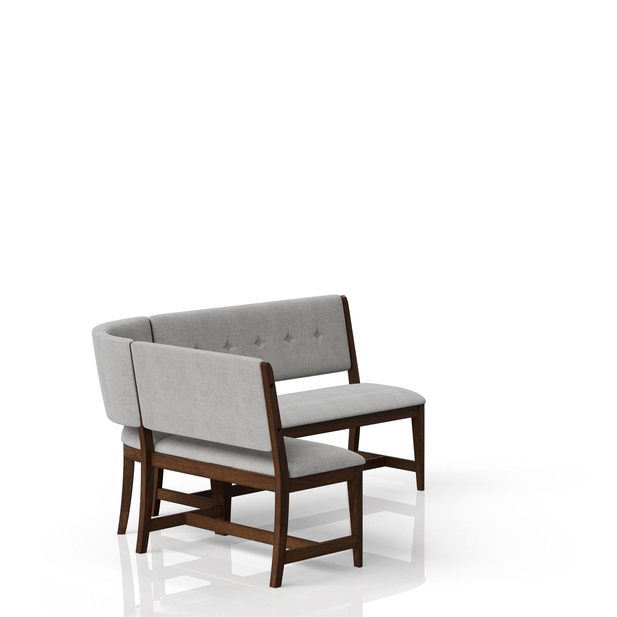 Red Barrel Studio® Curved Dining Bench Mid-Century Modern Upholstered ...