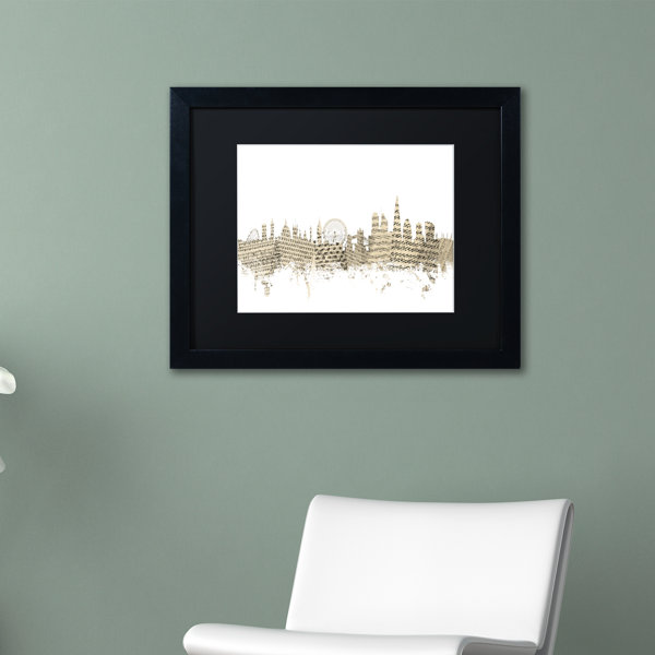 Trademark Art London Skyline Sheet Music Framed On Canvas by Michael ...