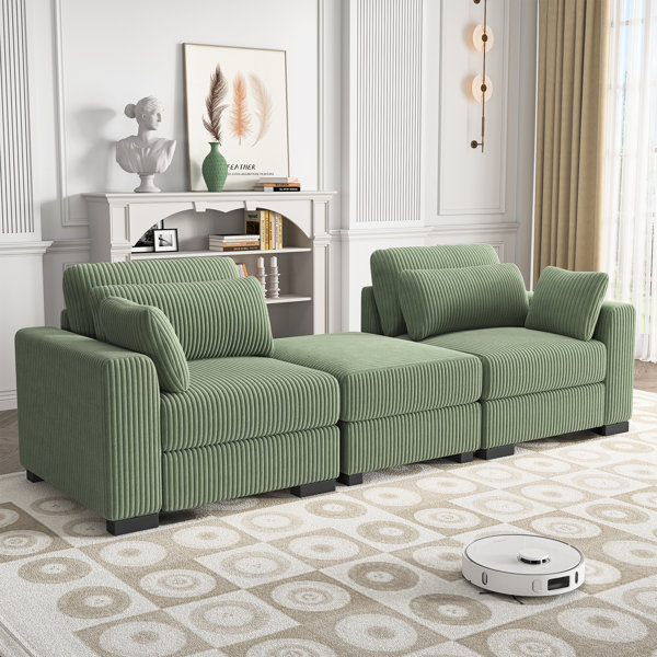 Somubi 3-Piece 74" L-Shaped Reversible Upholstery Sectional Sofa With A ...