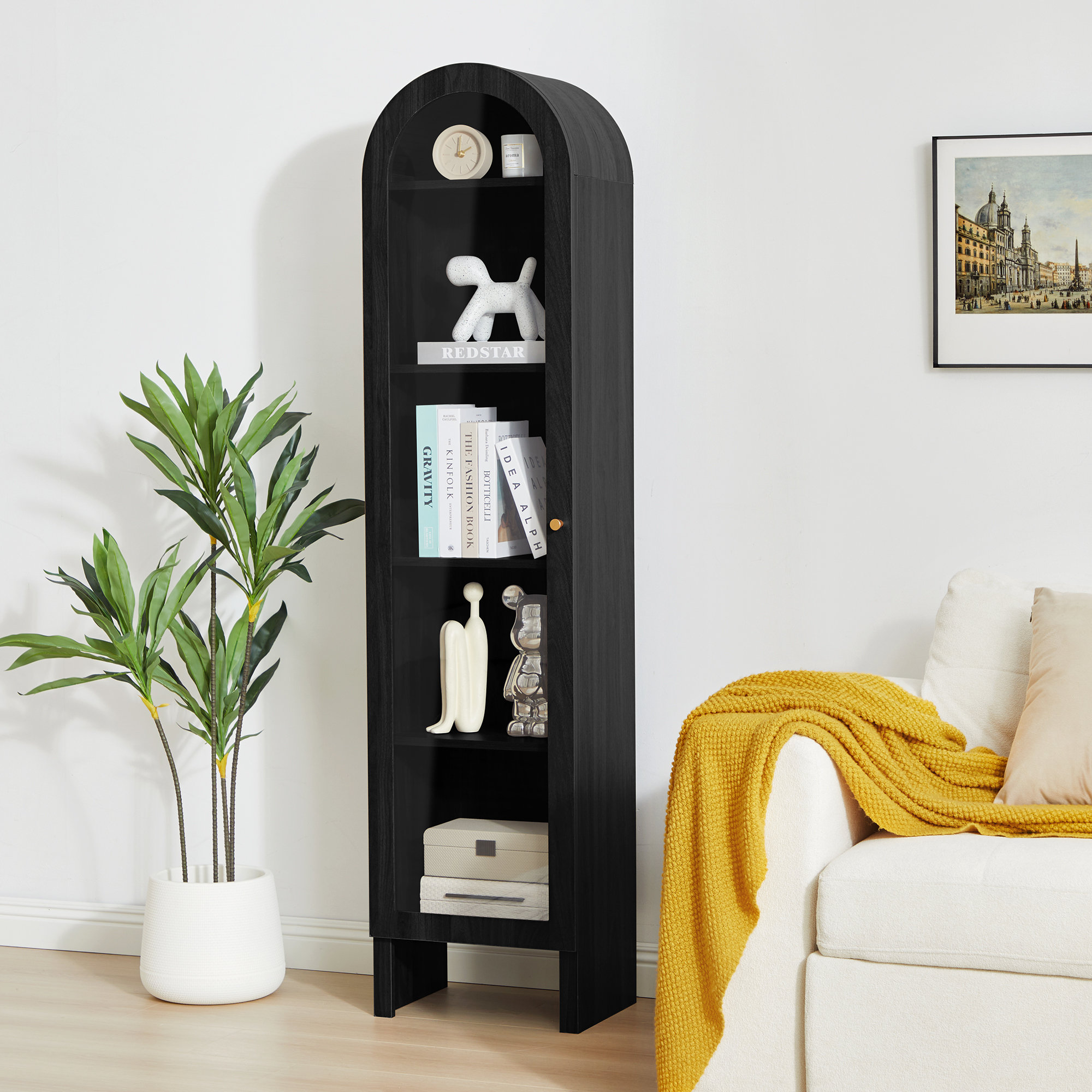 Boknait Mk 67'' Tall Arched Storage Display Cabinet Bookcase - Wayfair ...