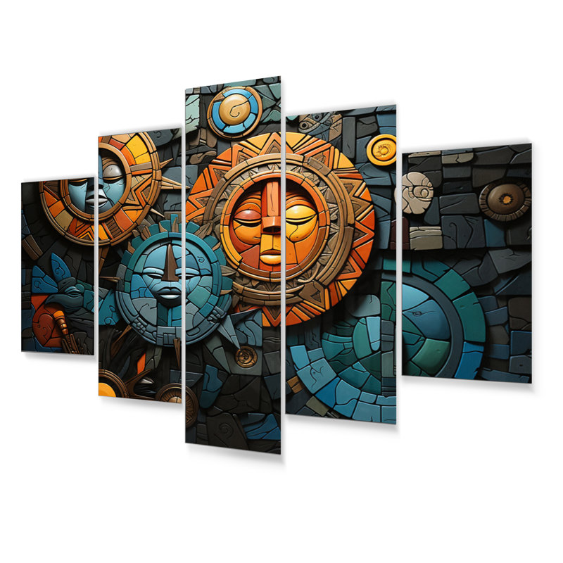 Dakota Fields African Cultural Mosaic - African Metal Wall Art Set ...