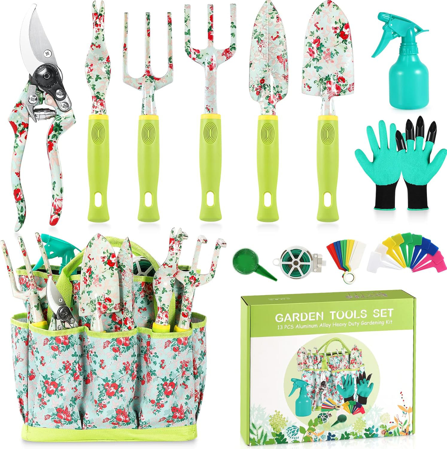 Arlmont & Co. Gardening Tool Set - 13 PCS Heavy Duty Gardening Tools ...
