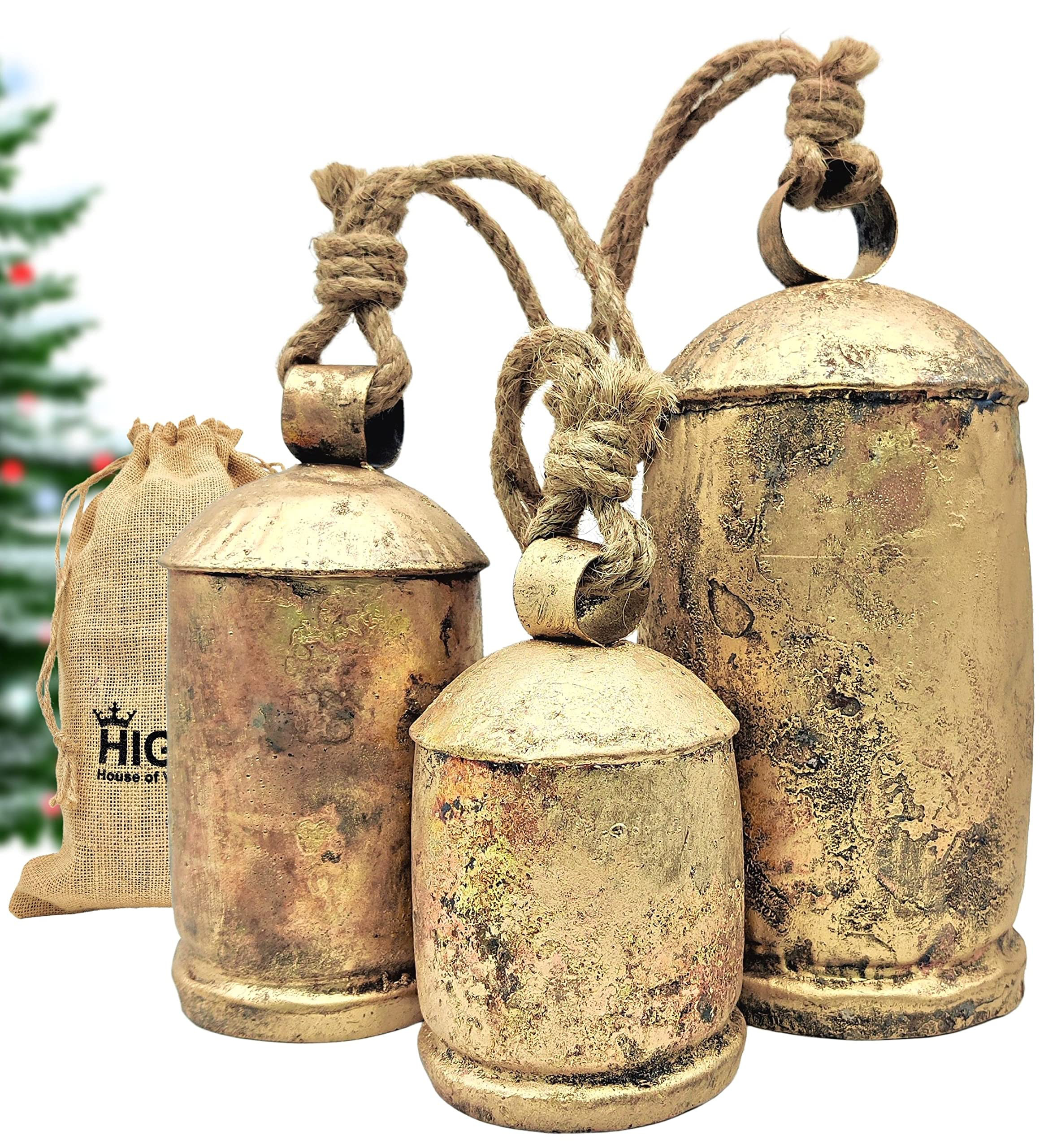 The Holiday Aisle® Set Of 3 Giant Harmony Cow Bells Huge Vintage ...