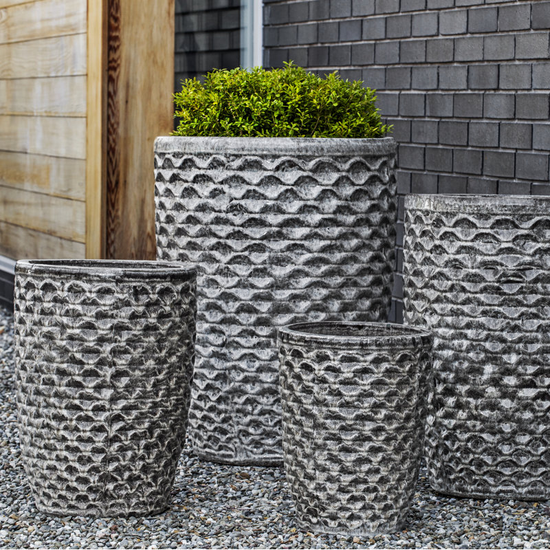 Dakota Fields Honeycomb 4-Piece Glazed Terracotta Pot Planter Set | Wayfair