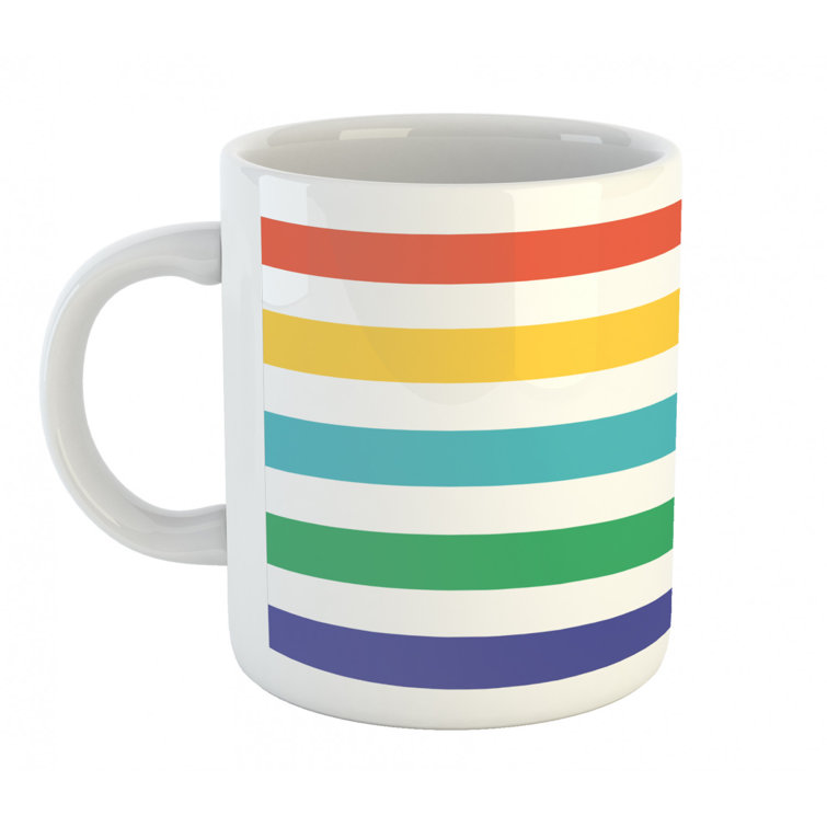 Bless international Ambesonne Striped Mug, Rainbow Coloured And White ...