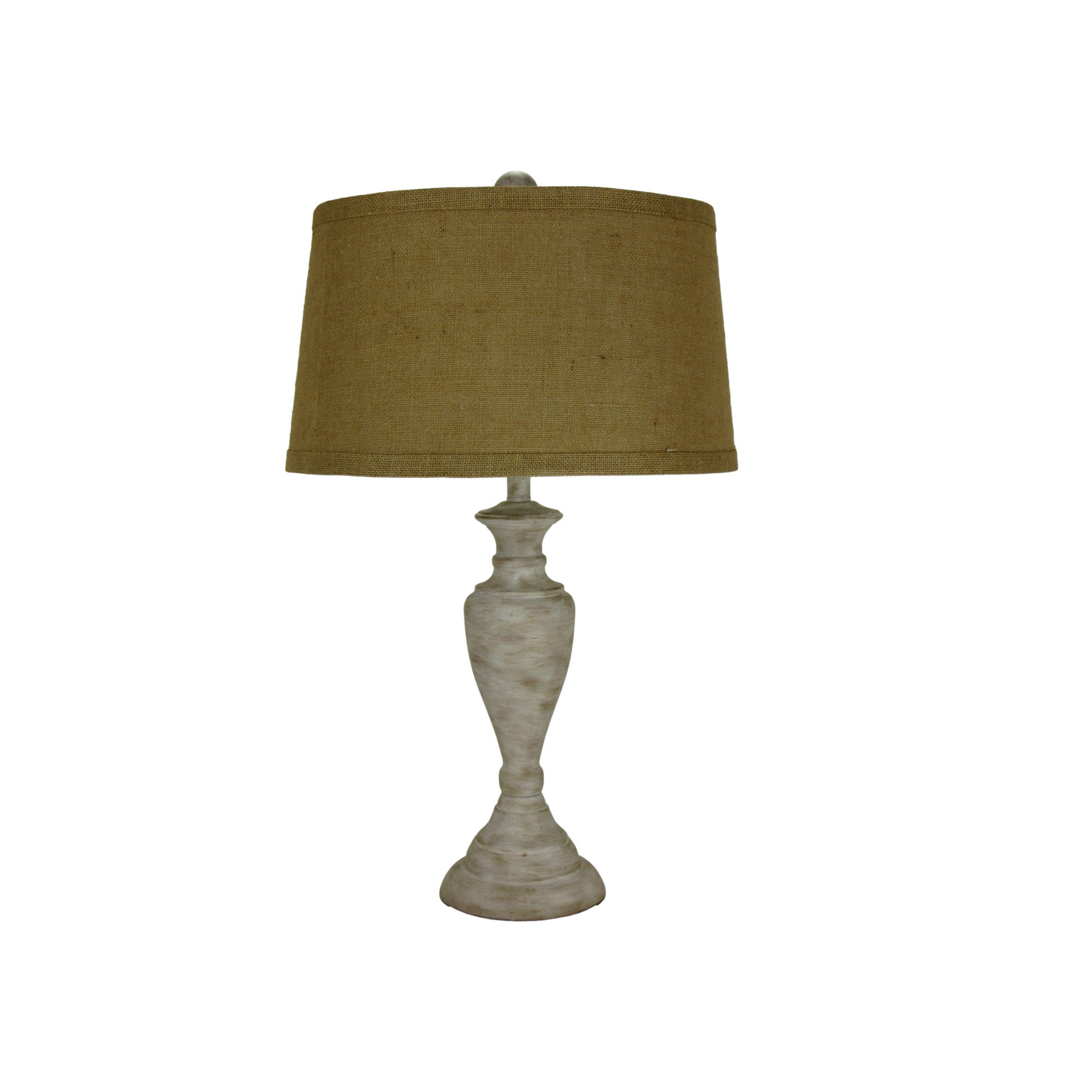 Ophelia & Co. Whitewashed Metal Table Lamp With Burlap Oval Lamp Shade ...