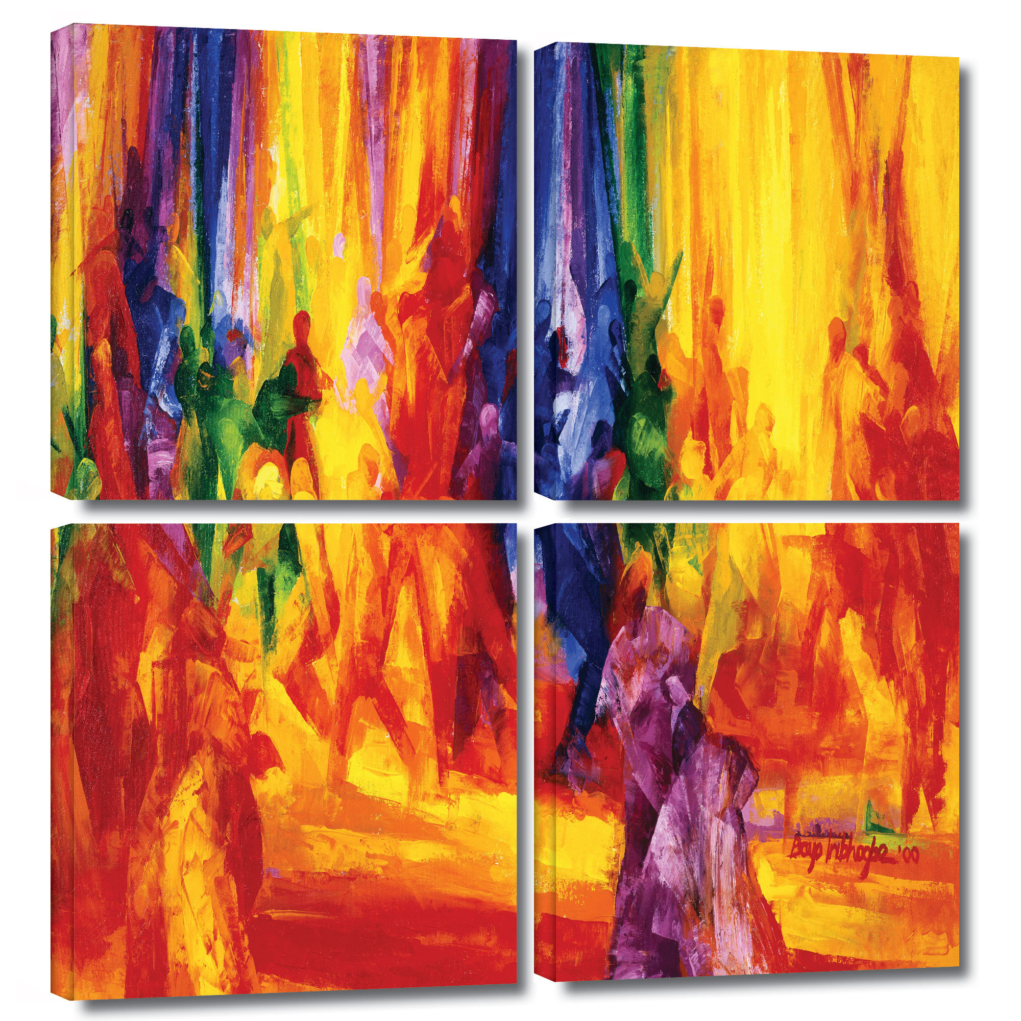 ArtWall 'Dance 1, 2000' by Bayo Iribhogbe 4 Piece Painting Print on ...