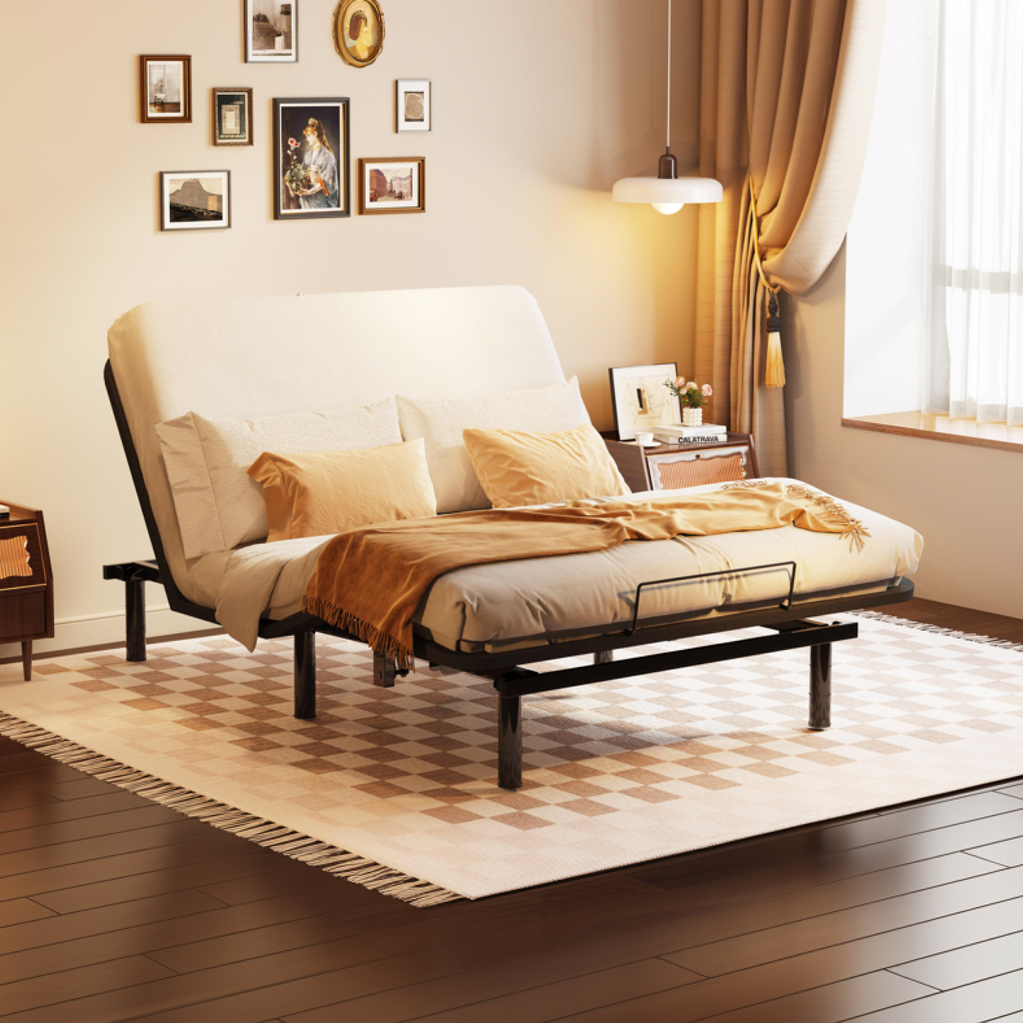 Alwyn Home Boltz adjustable bed frame with 5-part design and adjustable ...
