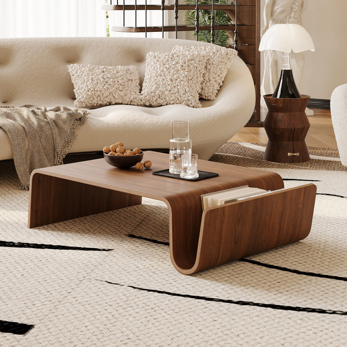 Latitude Run® 41.3" Modern Wood Brown Coffee Table, Solid Wood Living ...