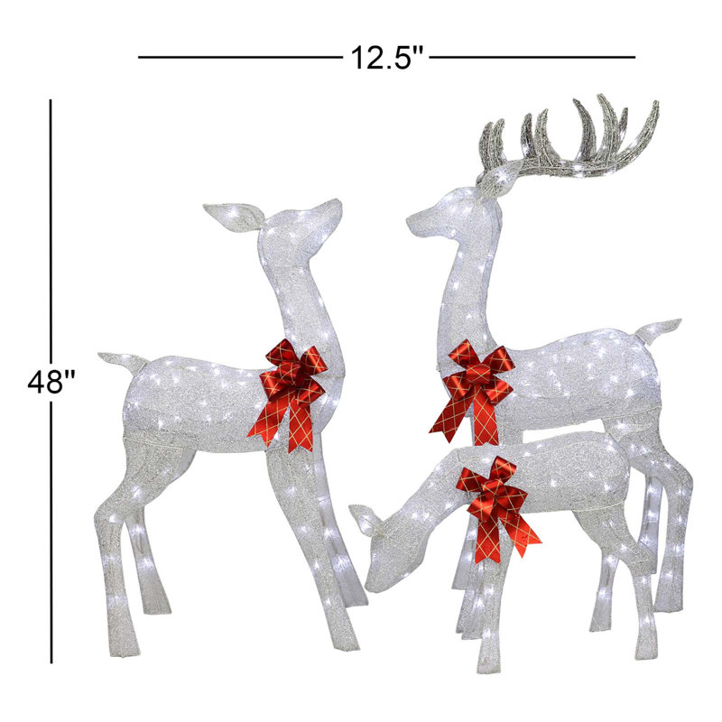 The Holiday Aisle® 3-Piece Outdoor Christmas Lighted Deer Family ...
