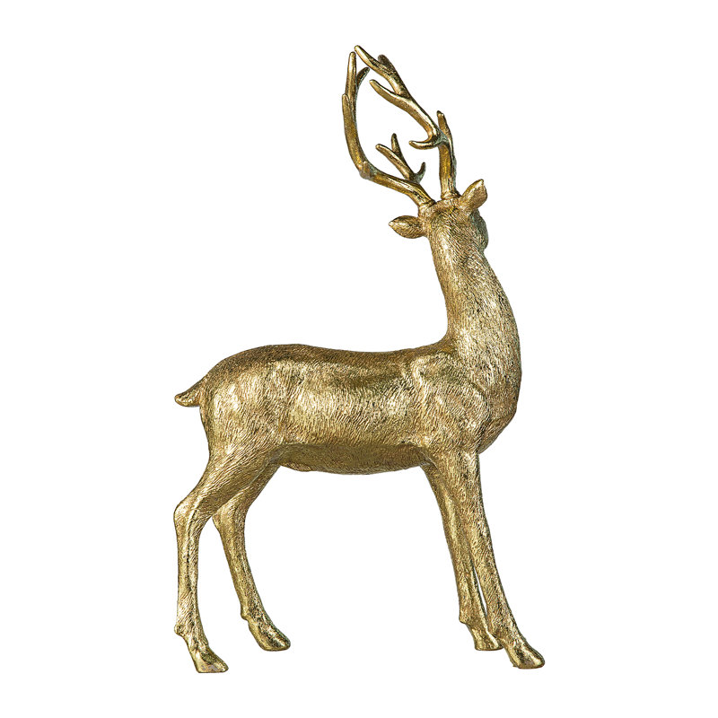 The Holiday Aisle® 16.25" H Resin Christmas Standing Reindeer Figurine ...