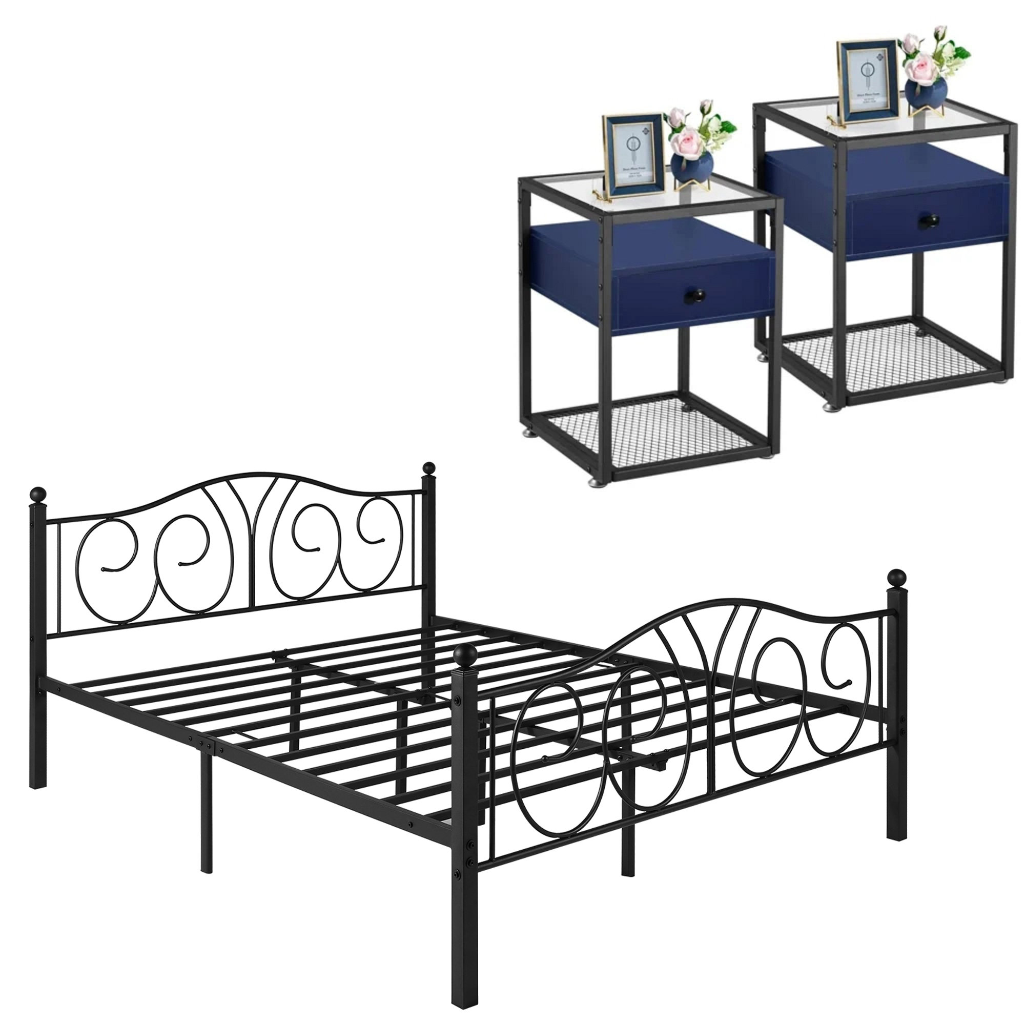 Lark Manor™ Alsa 3 Piece Bedroom Bed Frame and Nightstand Set & Reviews ...