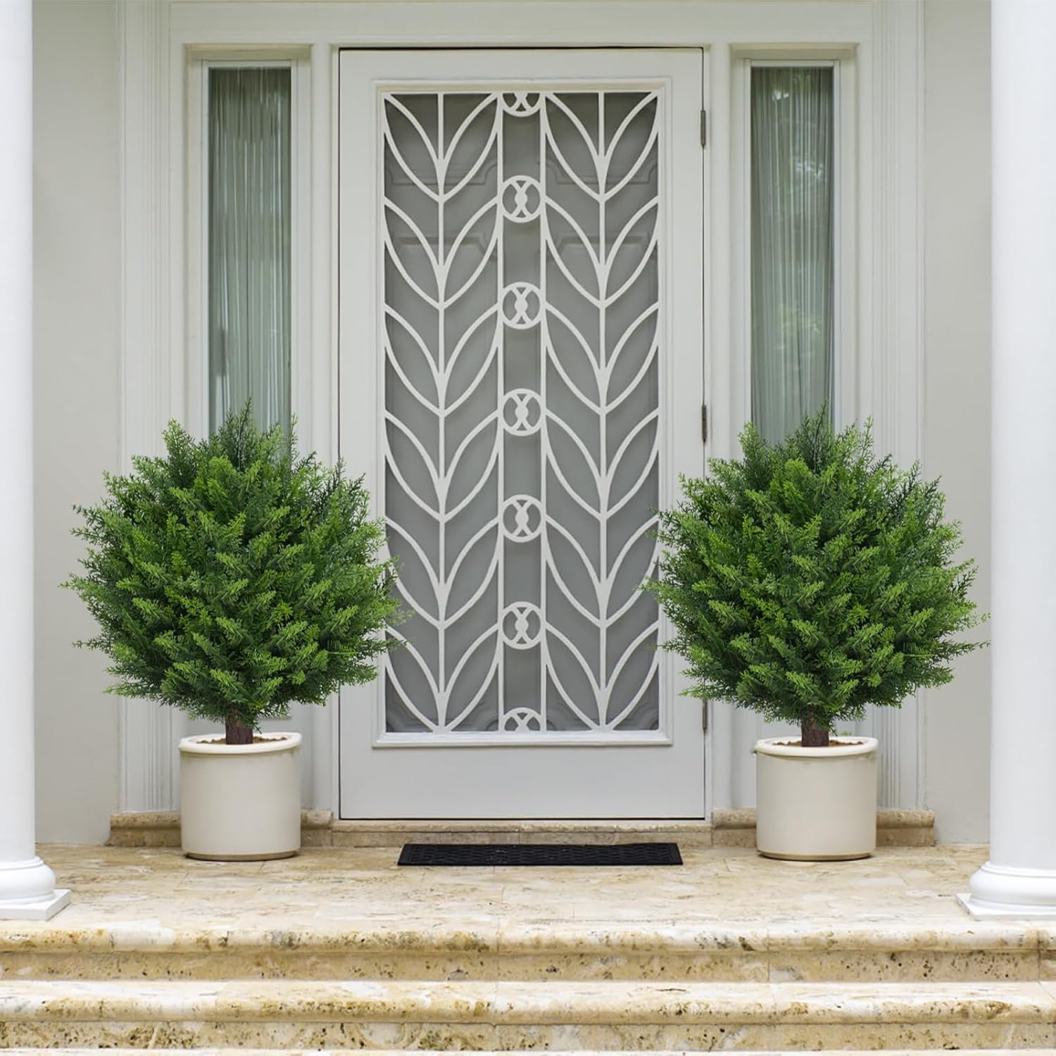 Primrue Artificial Set of 2 Cedar Topiary Ball Trees 22" | Wayfair