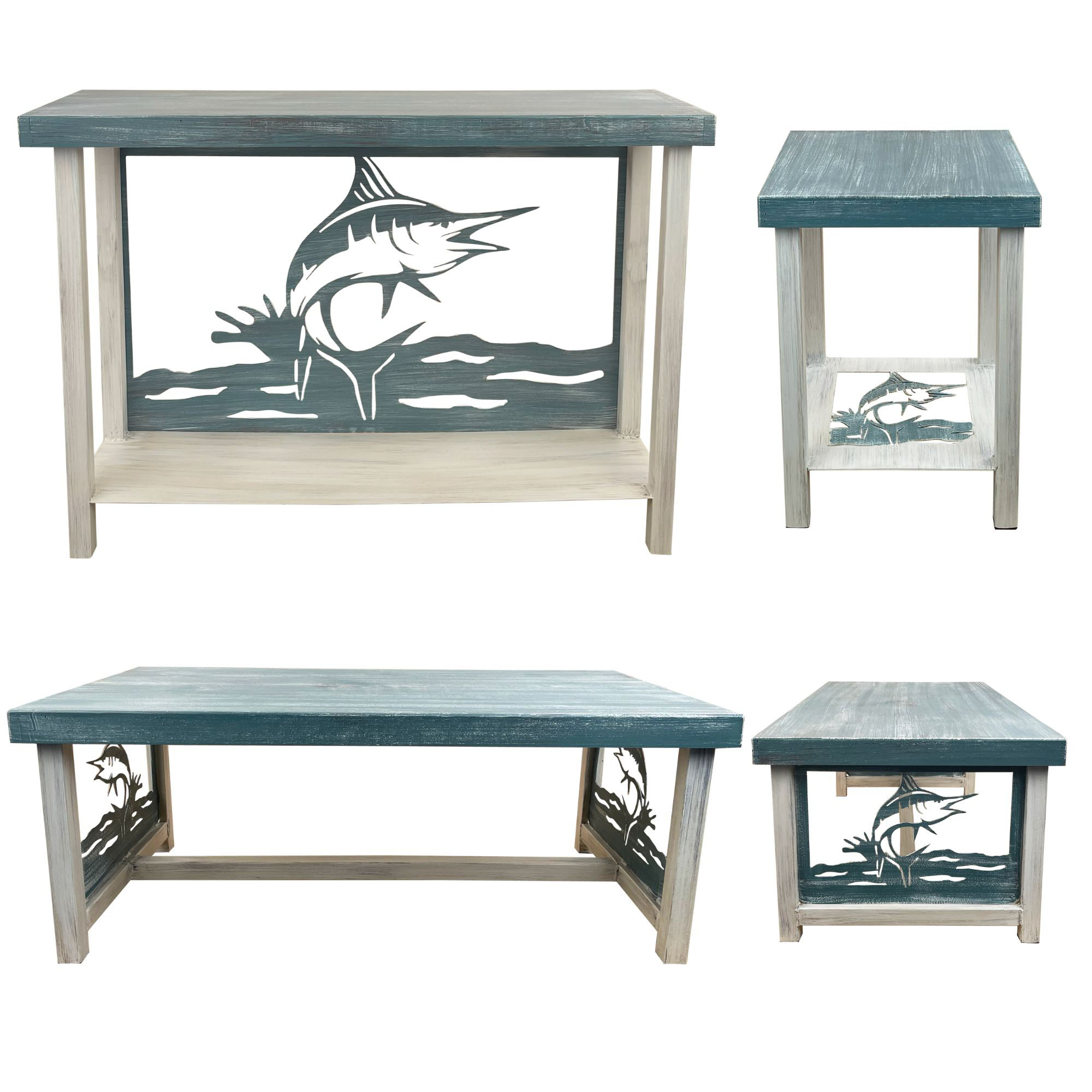 Rosecliff Heights SLATE SAILFISH TABLE SET. 1- Rectangle Sofa Table, 1 ...