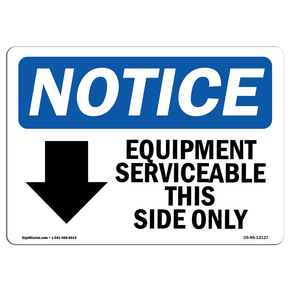 SignMission OSHA Notice - Equipment Serviceable This Side Sign With ...