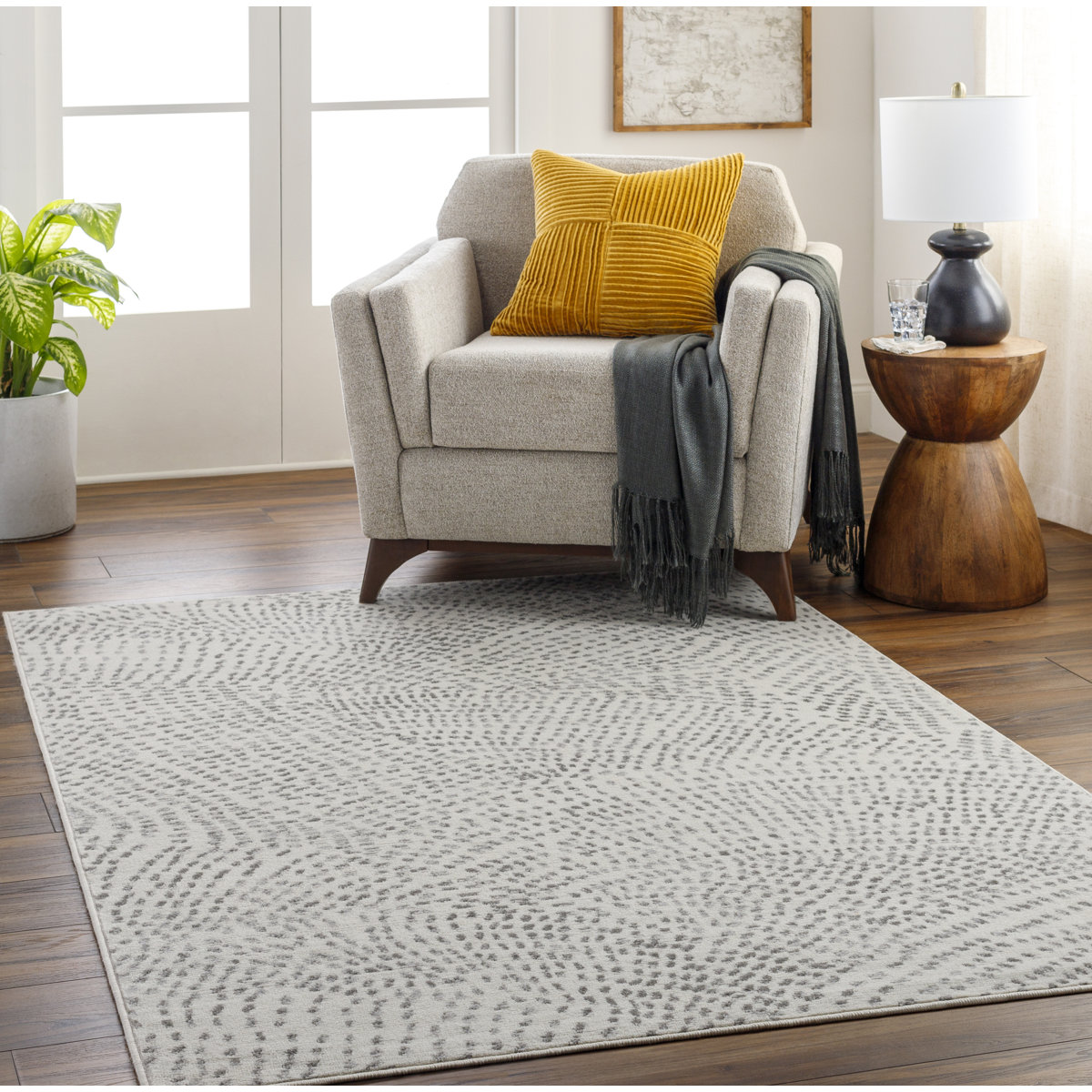 The Twillery Co.® Brooklet Machine Woven Gray/White Abstract Area Rug ...