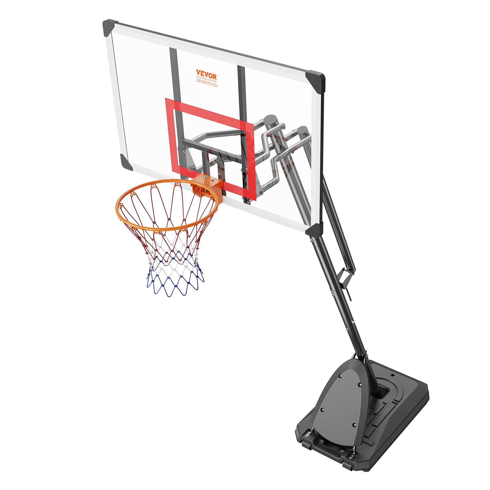 VEVOR Adjustable Height Plastic Portable Full-Size Basketball Hoop ...