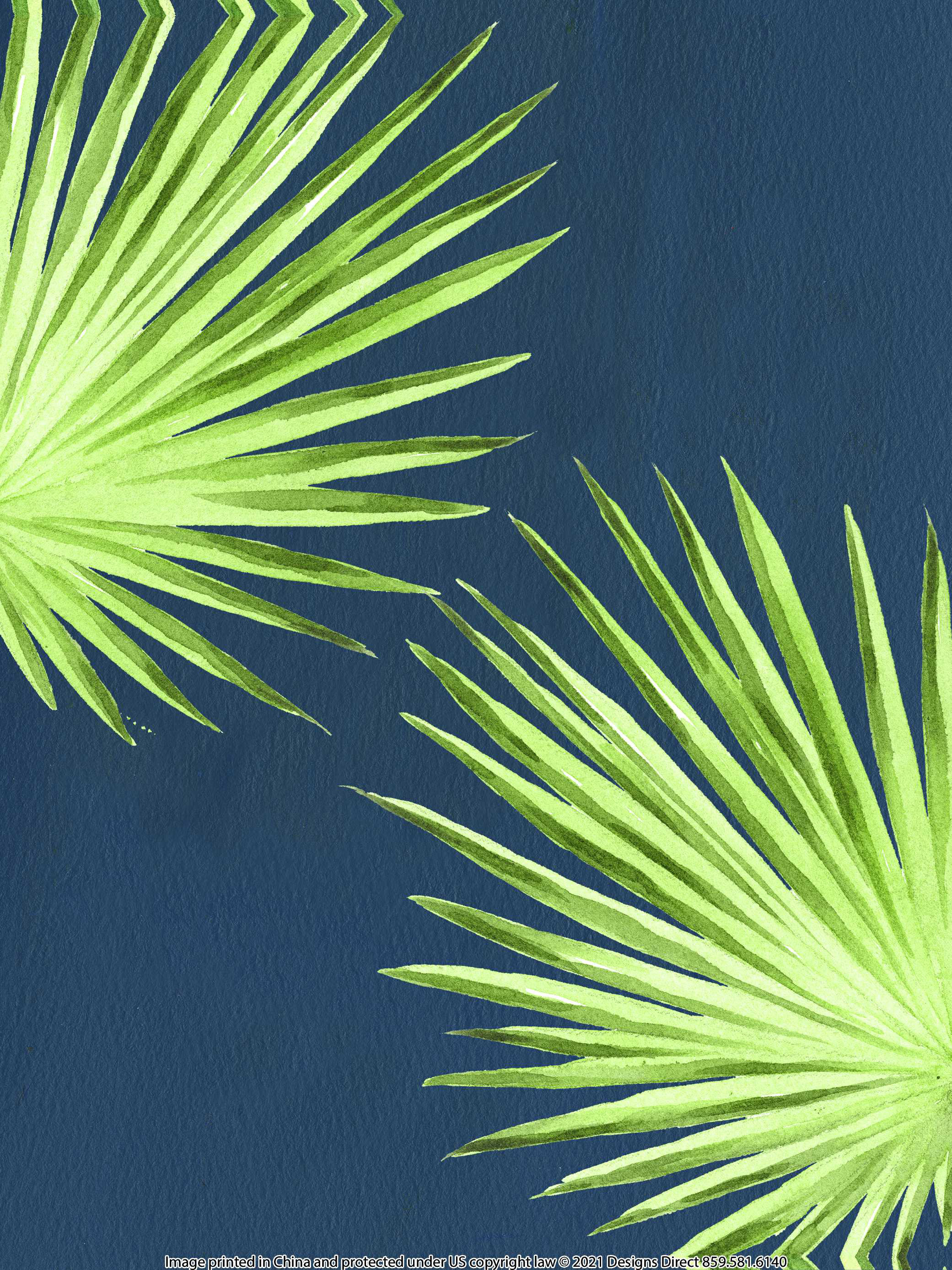 Bayou Breeze Blue Texture Palms - Wrapped Canvas Painting | Wayfair