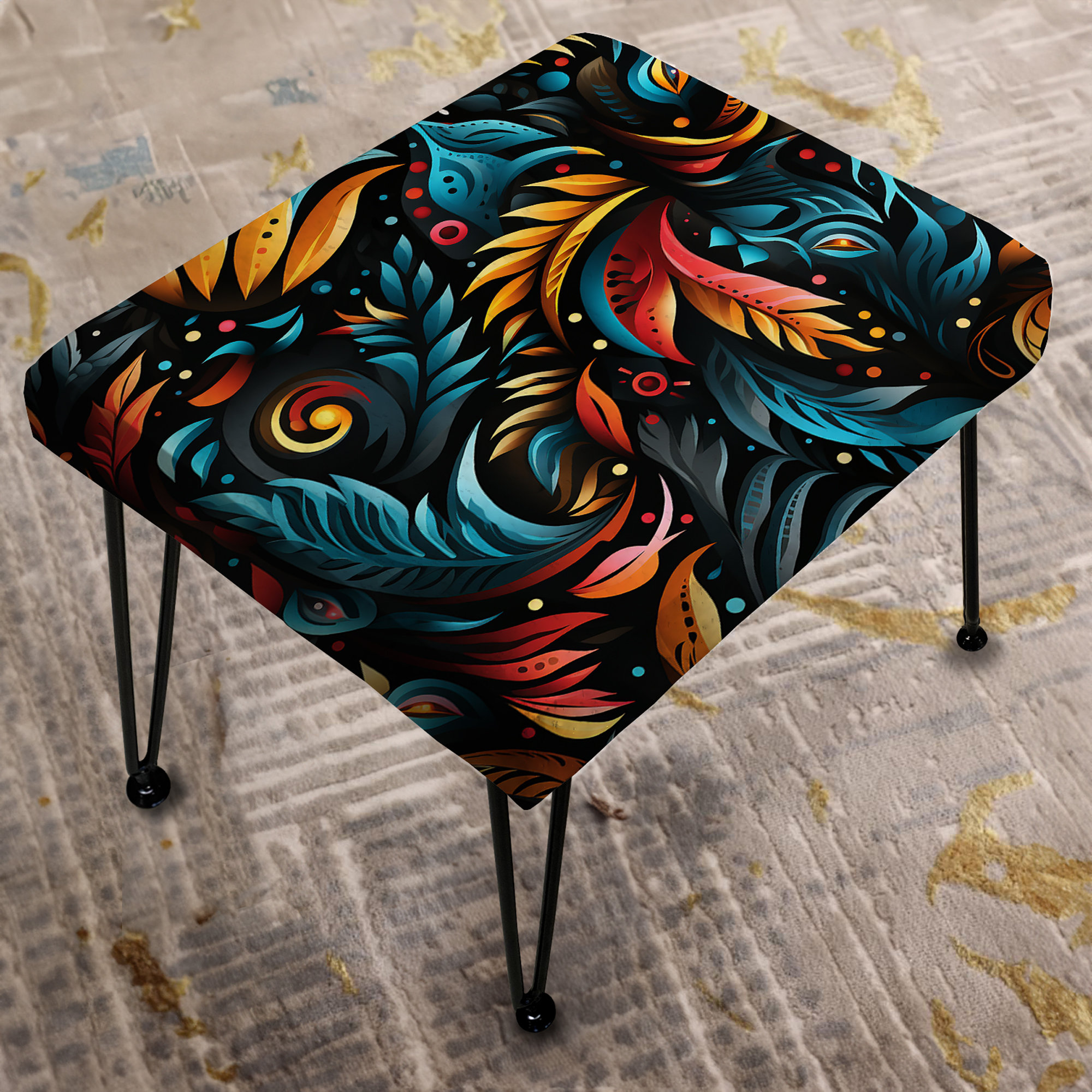 Design Art Boho Tribal Snake Bohemian Pattern - Boho Rectangle Ottoman ...