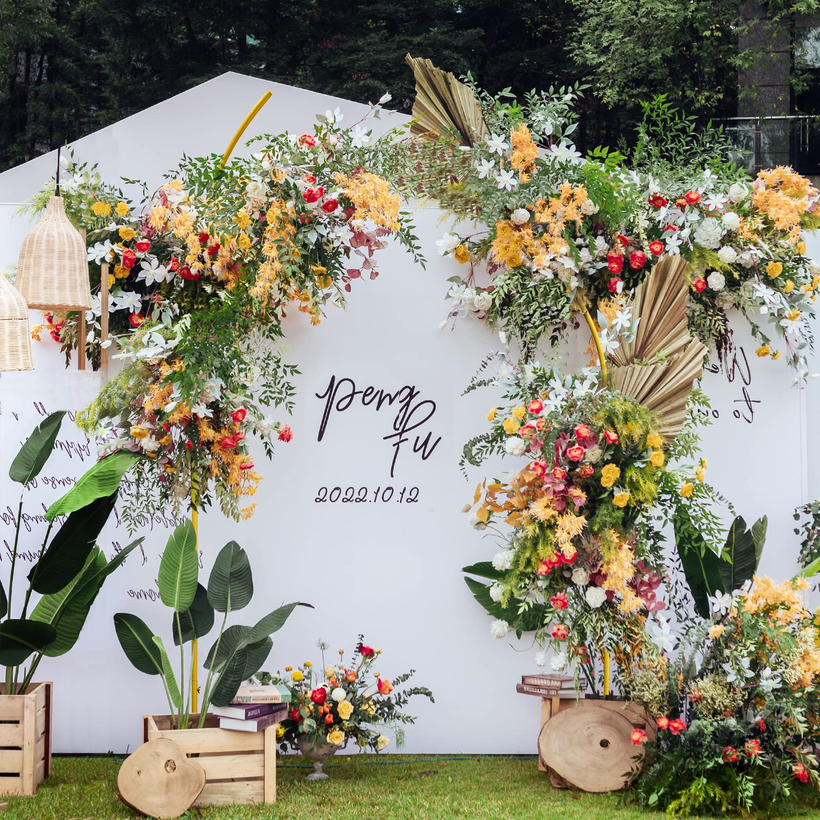 TOBLIB Metal Wedding Arch Stand Set of 2 Curved Top Arch Backdrop ...