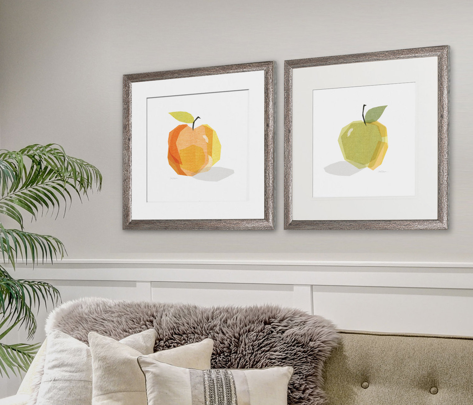 Wade Logan Red Linen Apple 2 Piece Framed Graphic Art Print Set ...
