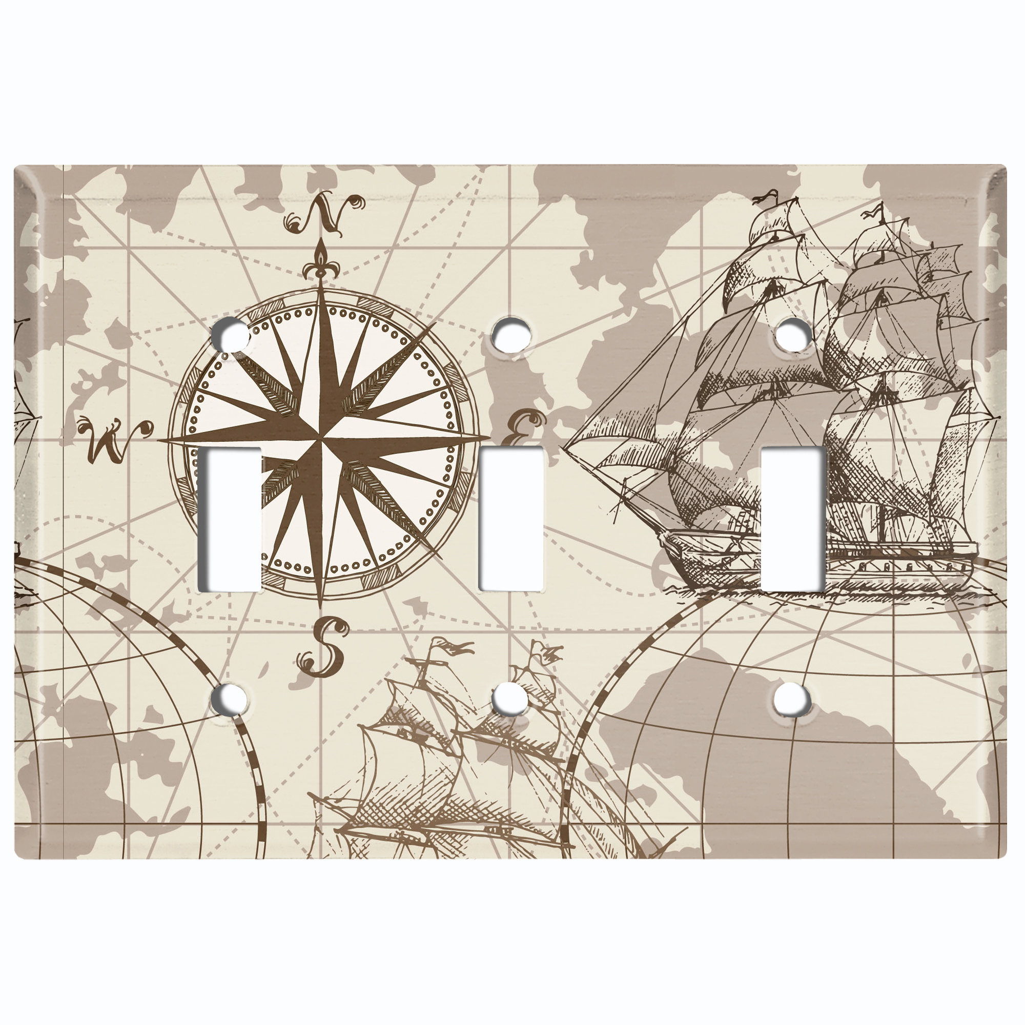 WorldAcc World Sea Ship Globe Compass 1-Gang Toggle Light Switch Wall ...