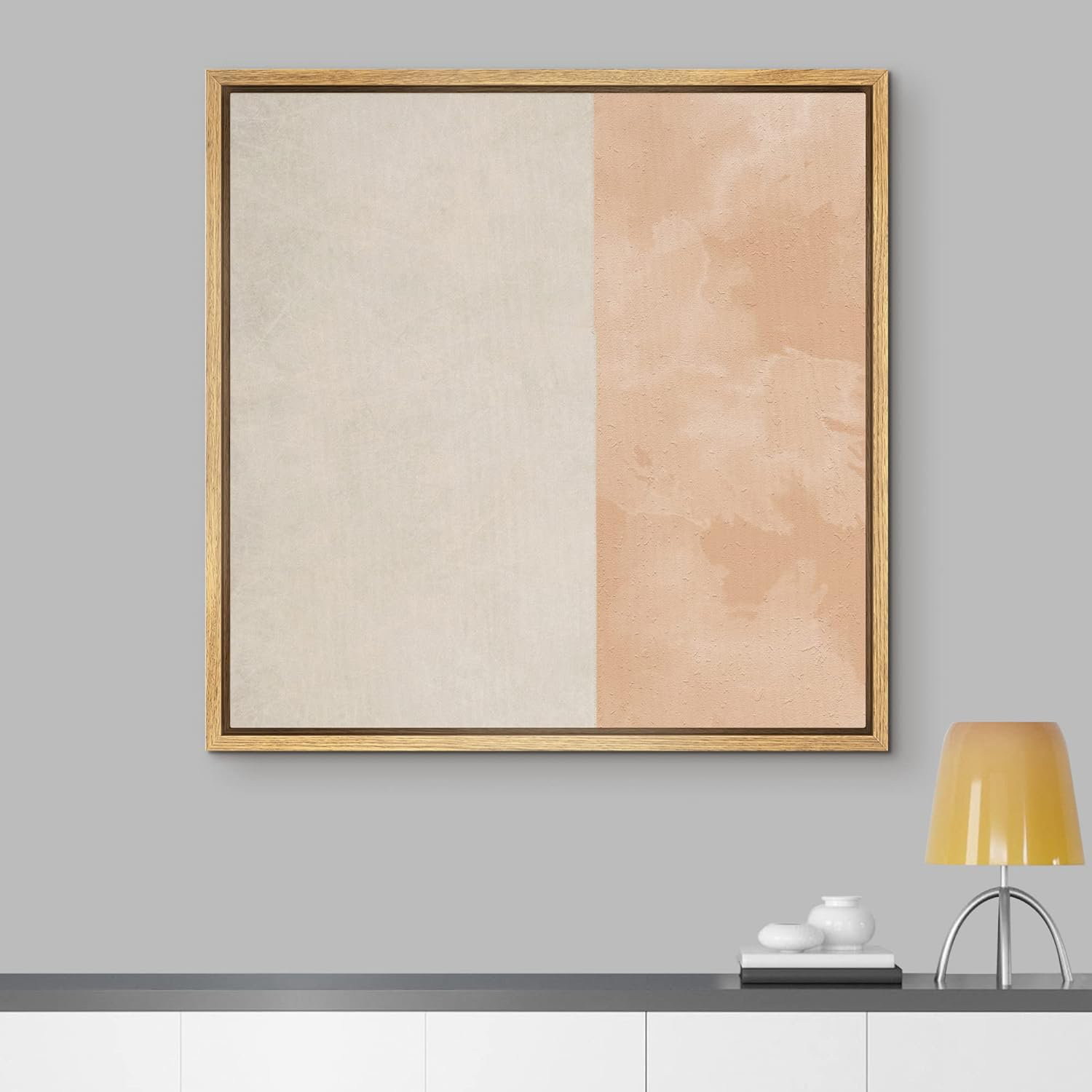 wall26 Pastel Orange Tan Color Block Collage Abstract Shapes Framed On ...