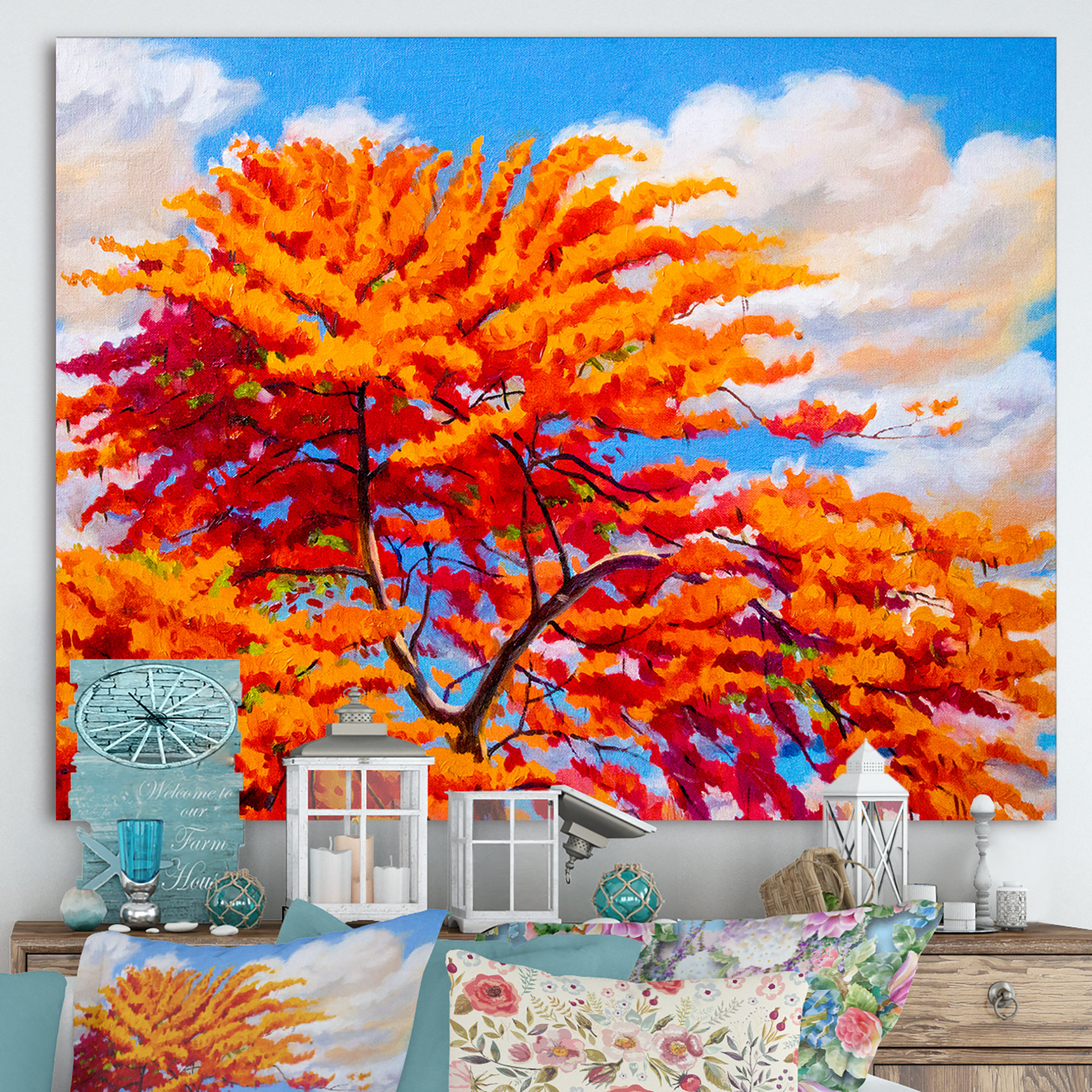 East Urban Home Autumn Coloured Forest Treescape Xxxiv - Farmhouse Wall ...