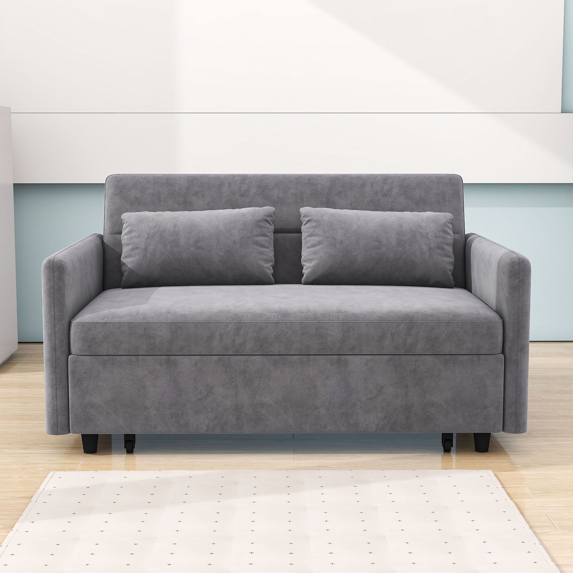 Everly Quinn Burech Multi-level Adjustment Upholstered Sofa Bed with 2 ...