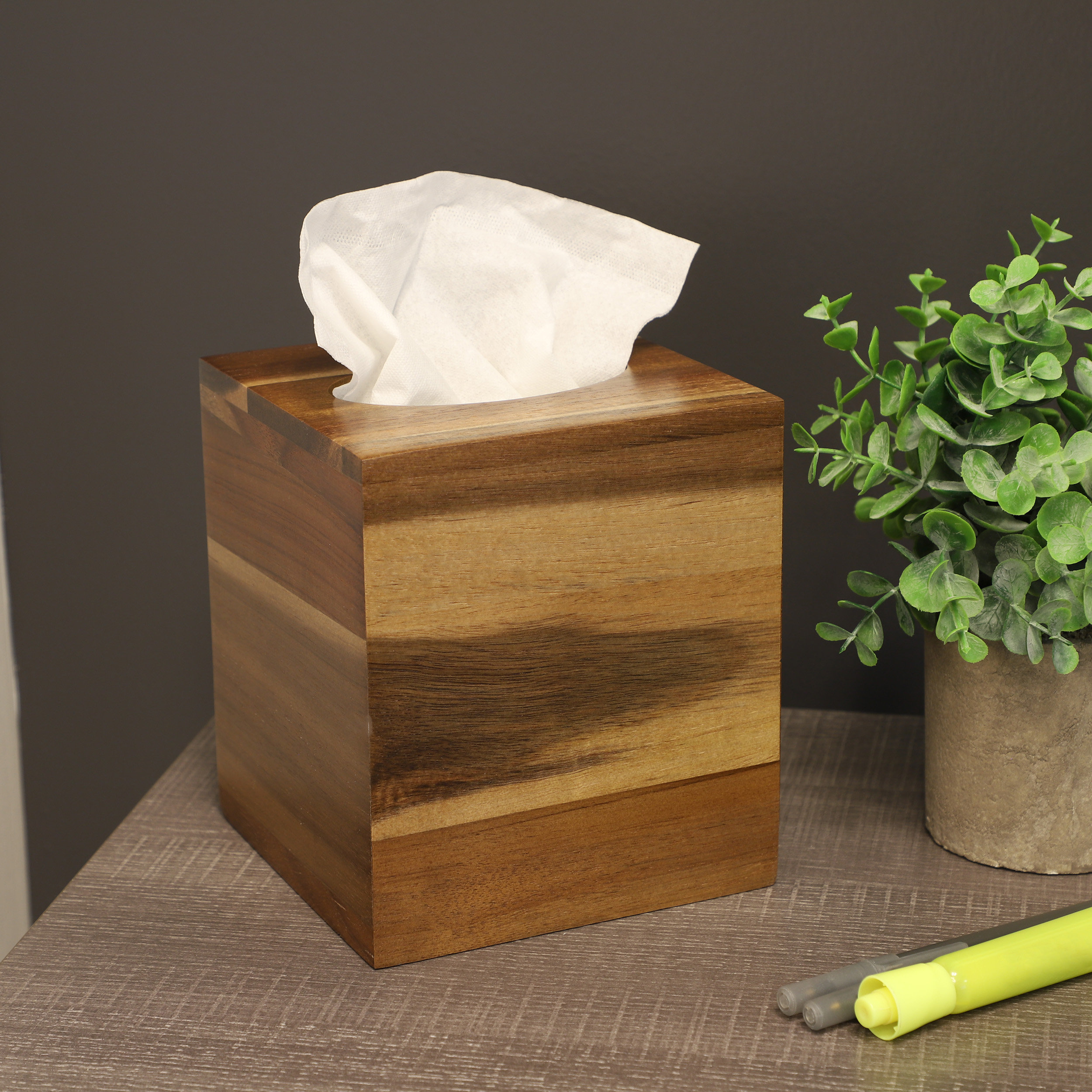 Ophelia & Co. Square Tissue Cover Box in Acacia Wood - Wayfair Canada
