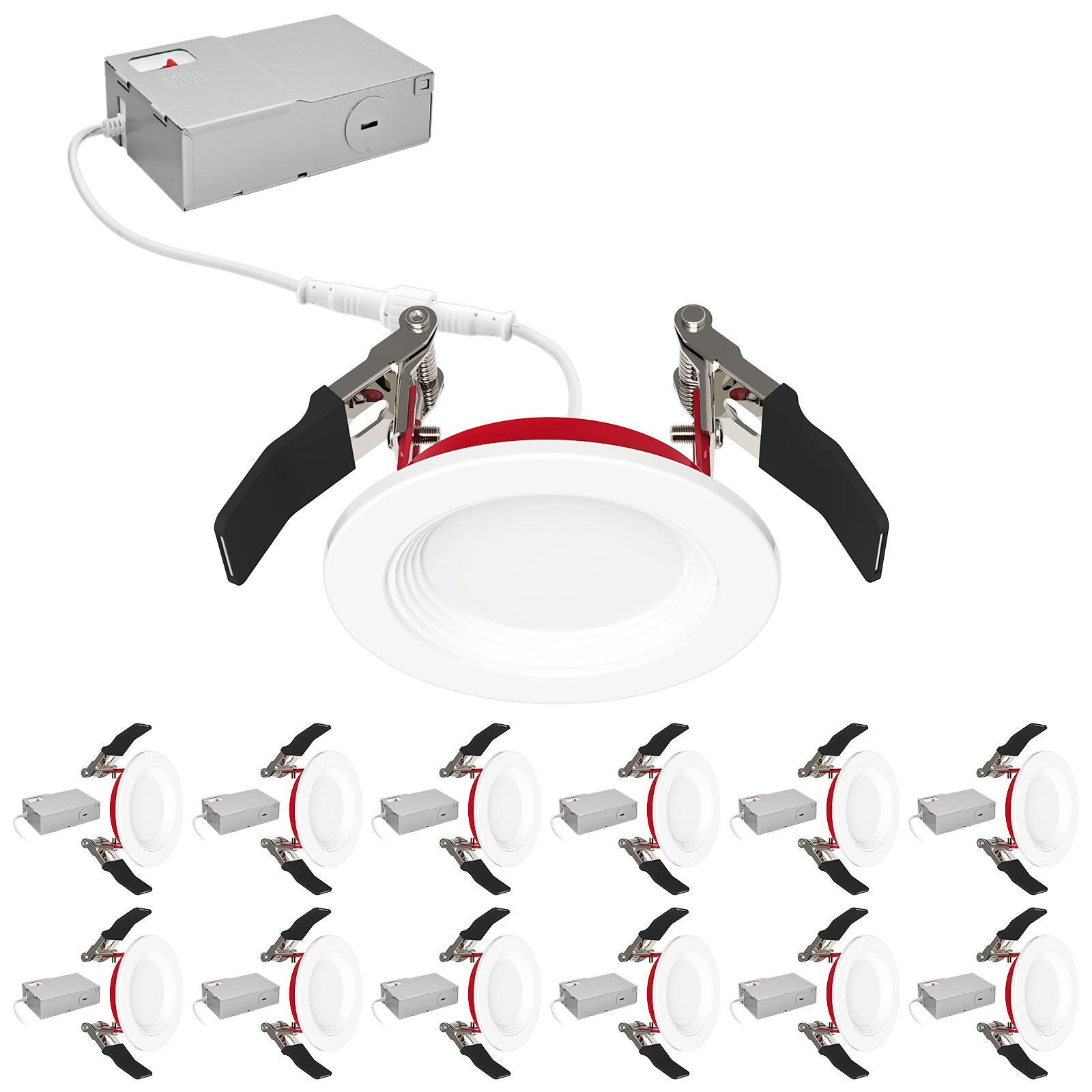 Luxrite 3" Ultra Thin LED Fire Rated Recessed Lights 5CCT 2700K-5000K 2 ...