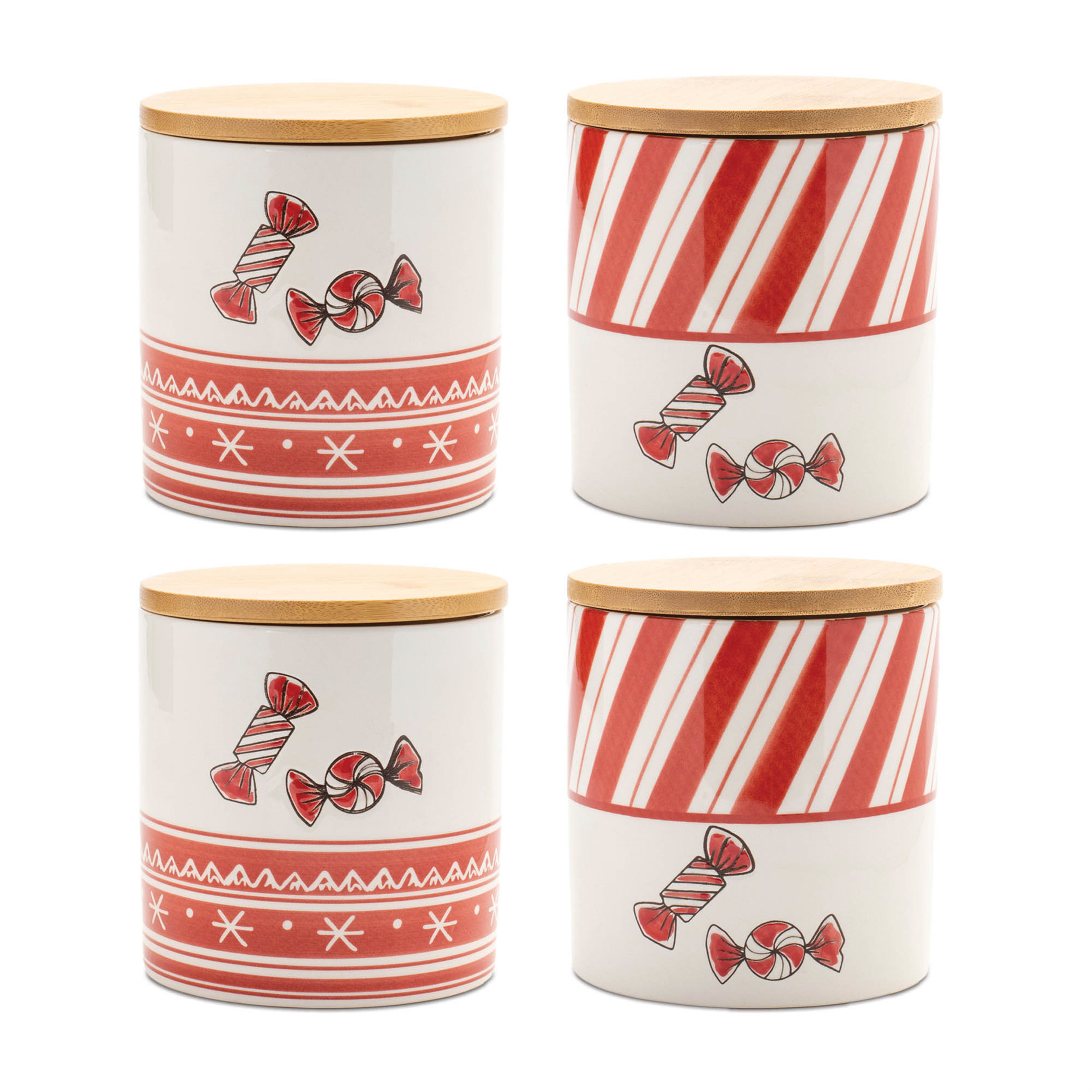 Ophelia & Co. Ceramic Peppermint Candy Canister (Set of 4) | Wayfair