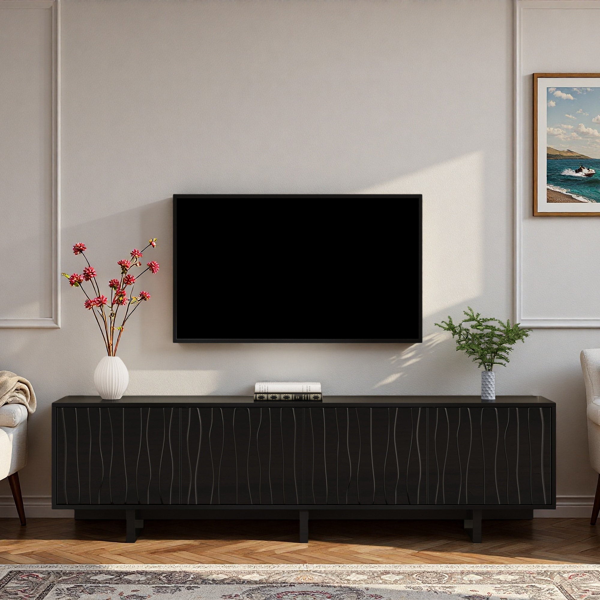 Trent Austin Design® Retro Style Tv Stand With Wavy Panel, Ample ...