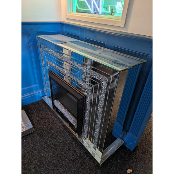 ModernHomesStore Nova Mirrored Crushed diamond Electric Fireplace ...