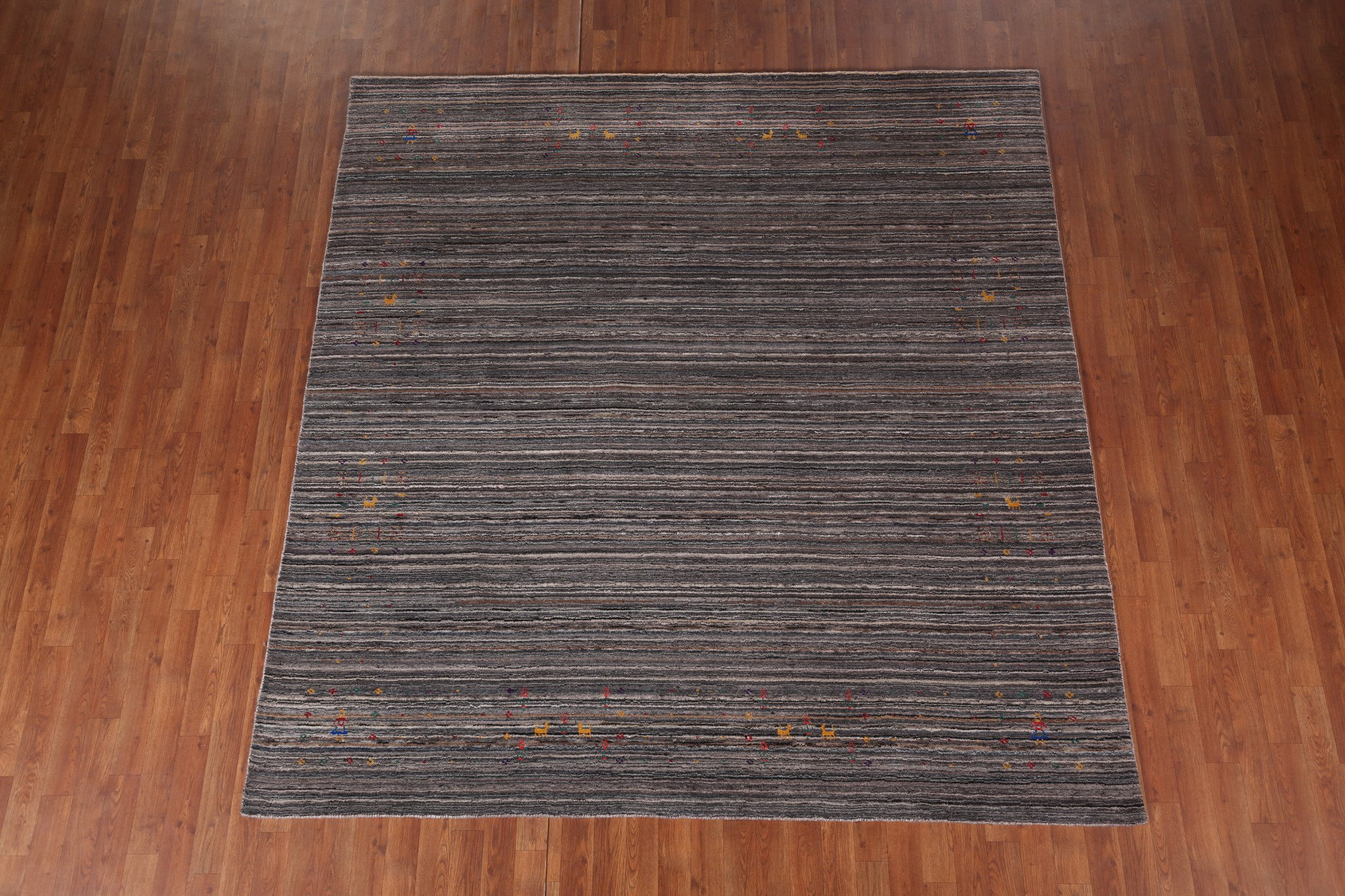 Isabelline Striped Tribal Gabbeh Indian Square Rug 8x8 | Wayfair