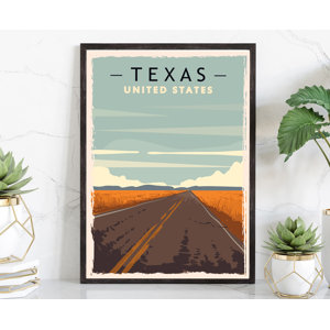 Trinx Texas Retro Style State Travel Poster, Vintage Unframed Print ...
