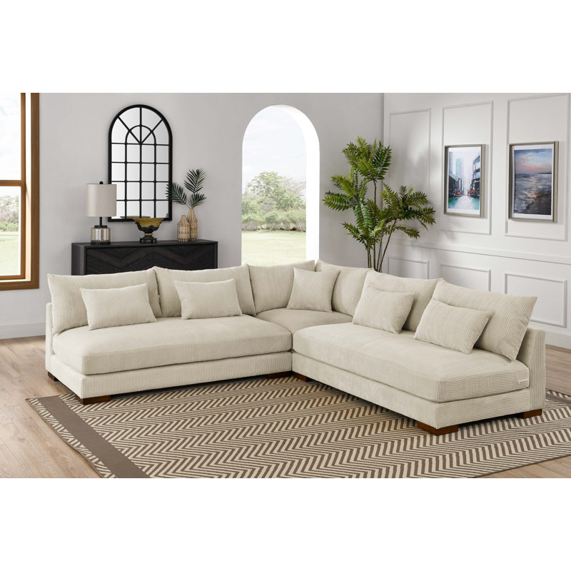 Wade Logan® Caileigh 3 - Piece Corduroy Sectional & Reviews | Wayfair