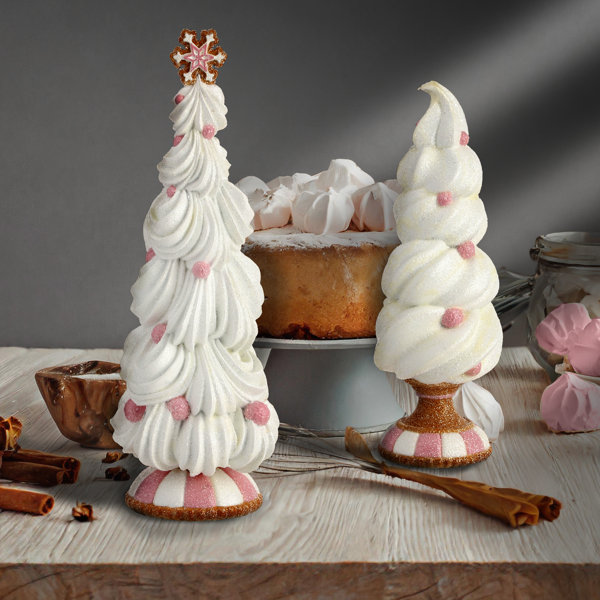 The Holiday Aisle® 11"Resin Elegant Frosting Tree Set of 2 | Wayfair