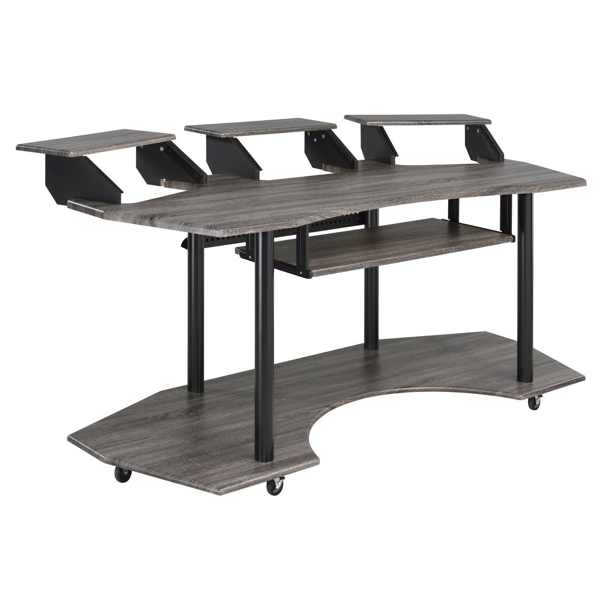Plethoria Detroit Black Oak Music Recording Studio Desk with 3 Stands ...