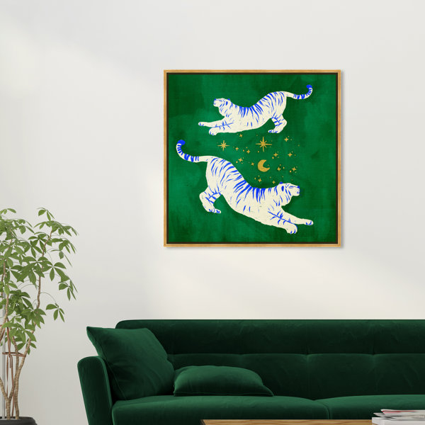 Bungalow Rose "Emerald Tigers Dreaming", Emerald Jungle Cats Modern ...