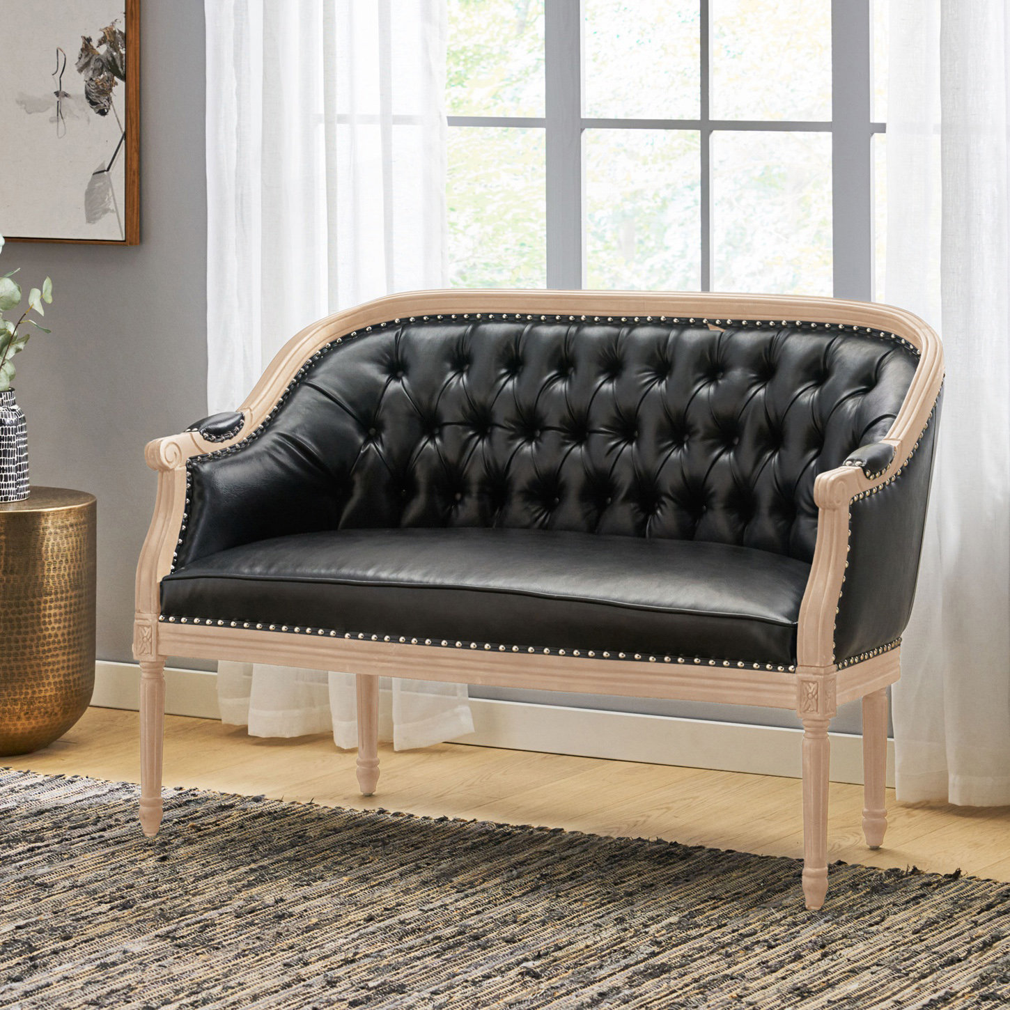 George Oliver Stylish Sofa Loveseat With Nailhead Accents, Two-Seat Sofa - Wayfair Canada