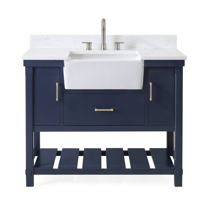 Red Barrel Studio® Kendia 42'' Inches Navy Blue Farmhouse Sink Bathroom ...