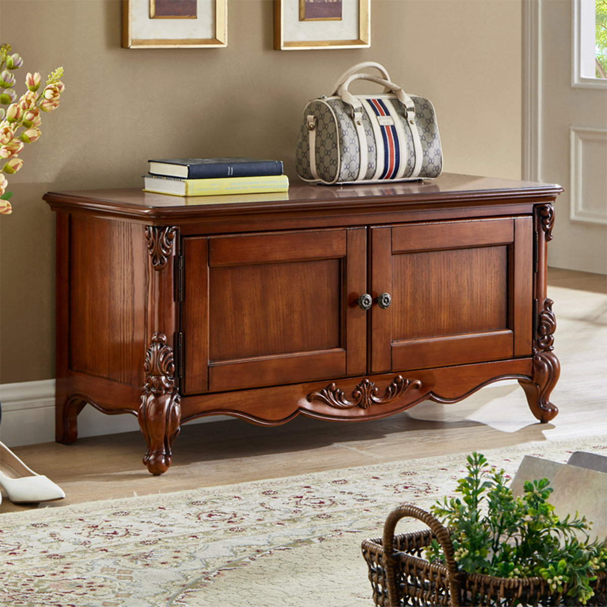 LEIERFUKK Solid Wood Shoe Storage Bench | Wayfair