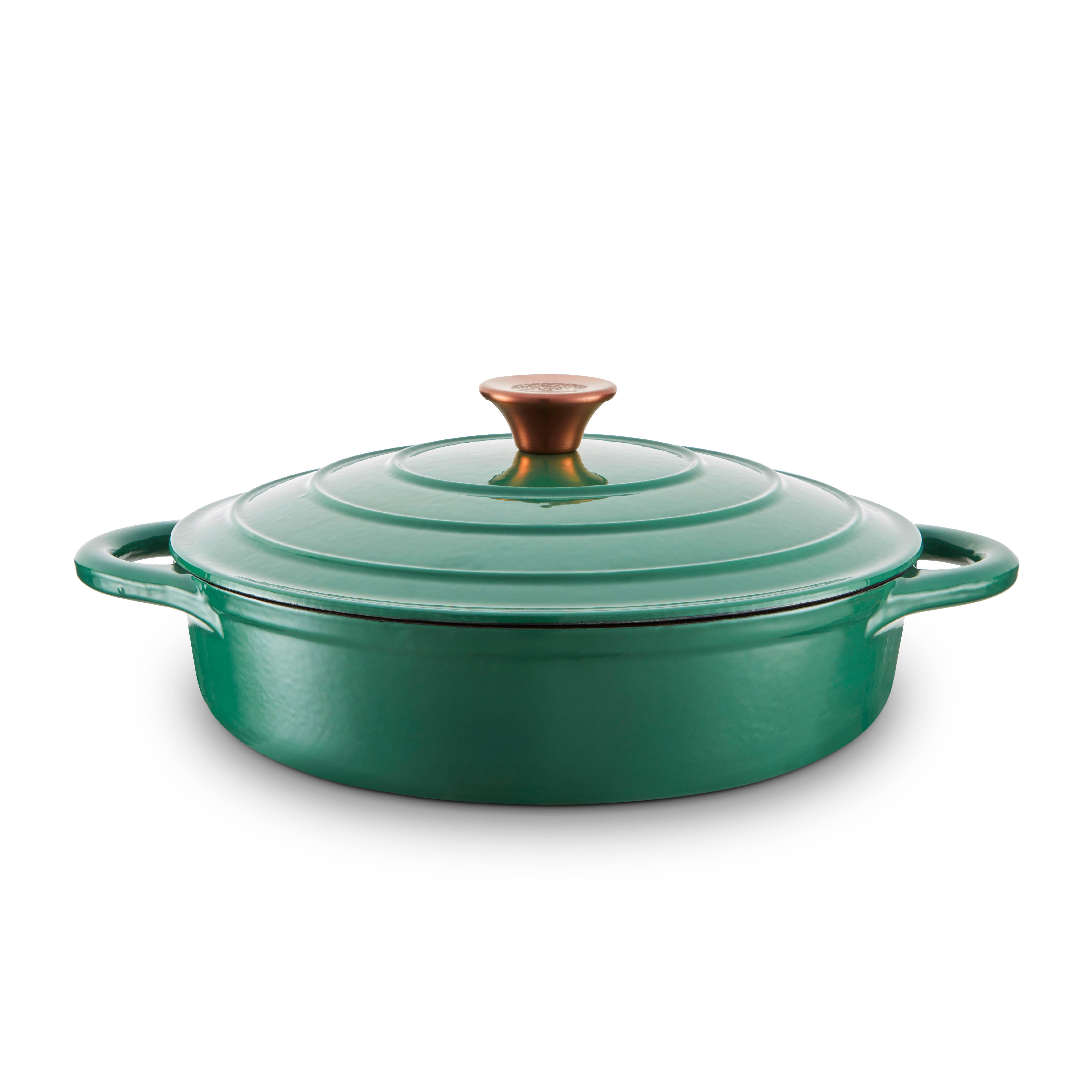 Barbary & Oak Shallow Cast Iron Casserole Pan With Durable Enamel ...