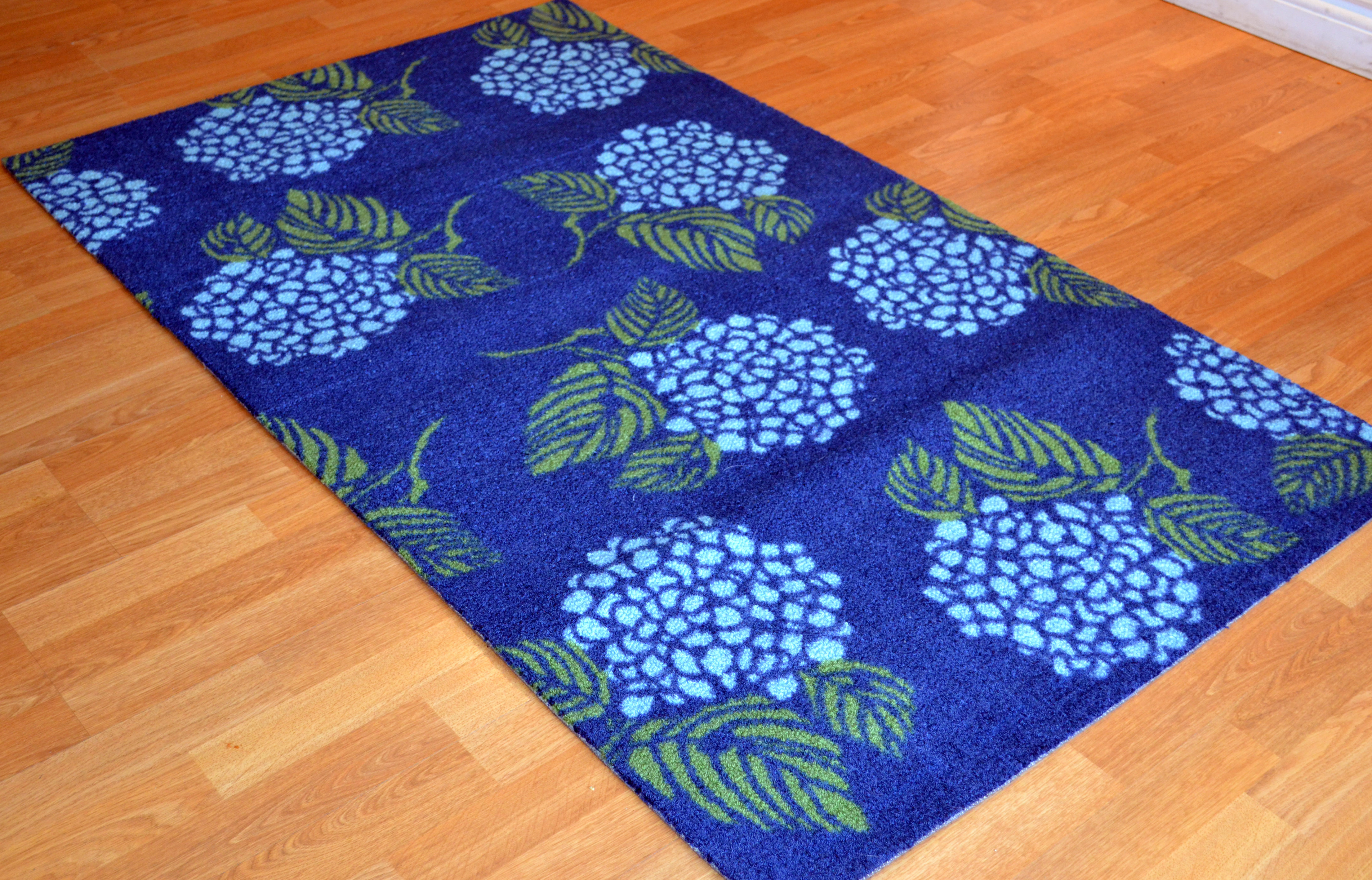 Latitude Run® Floral Hand Made Looped Blue Area Rug | Wayfair
